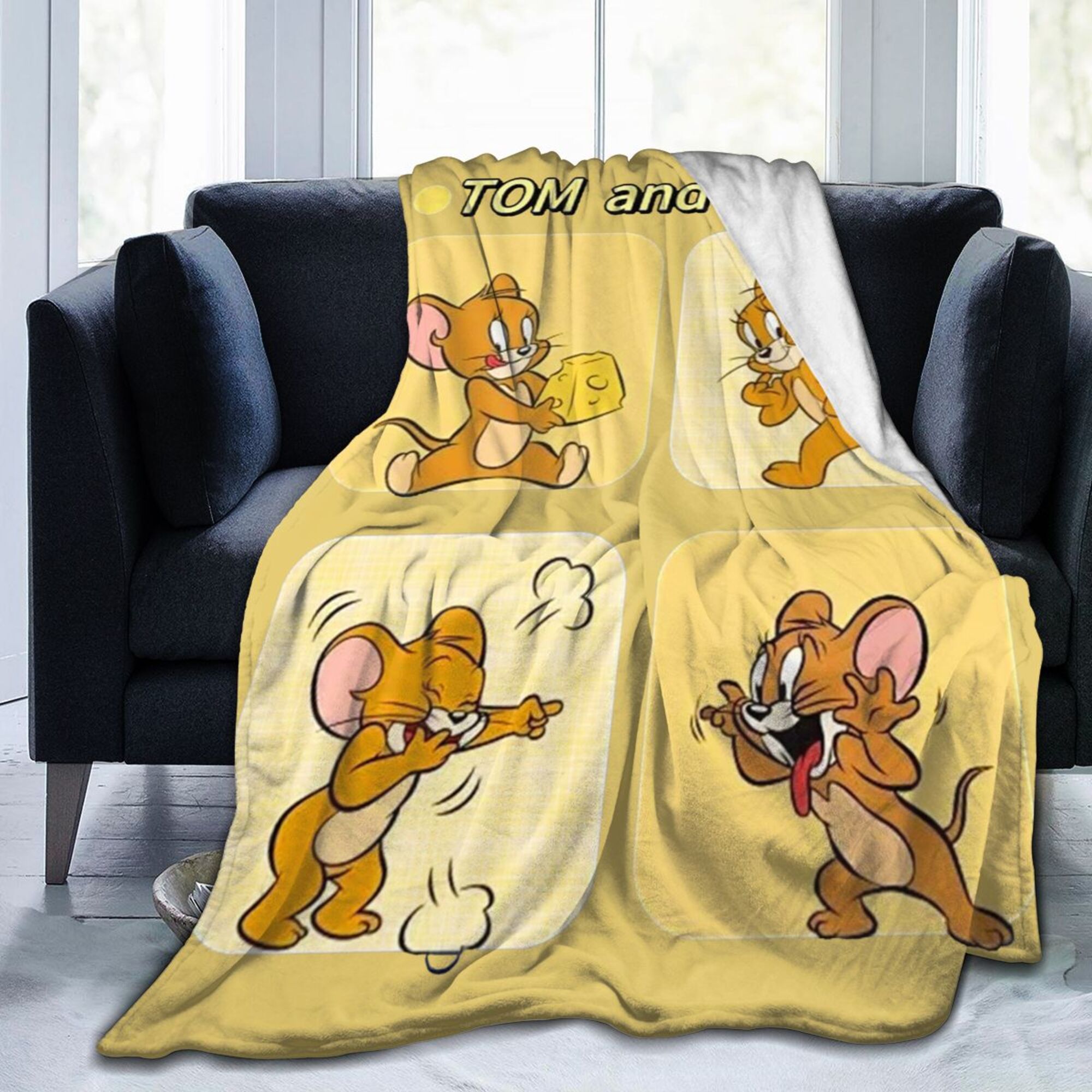 SYSFOURC Tom Cat and Jerry Mouse Throw Blanket for Bed,Soft Collage ...