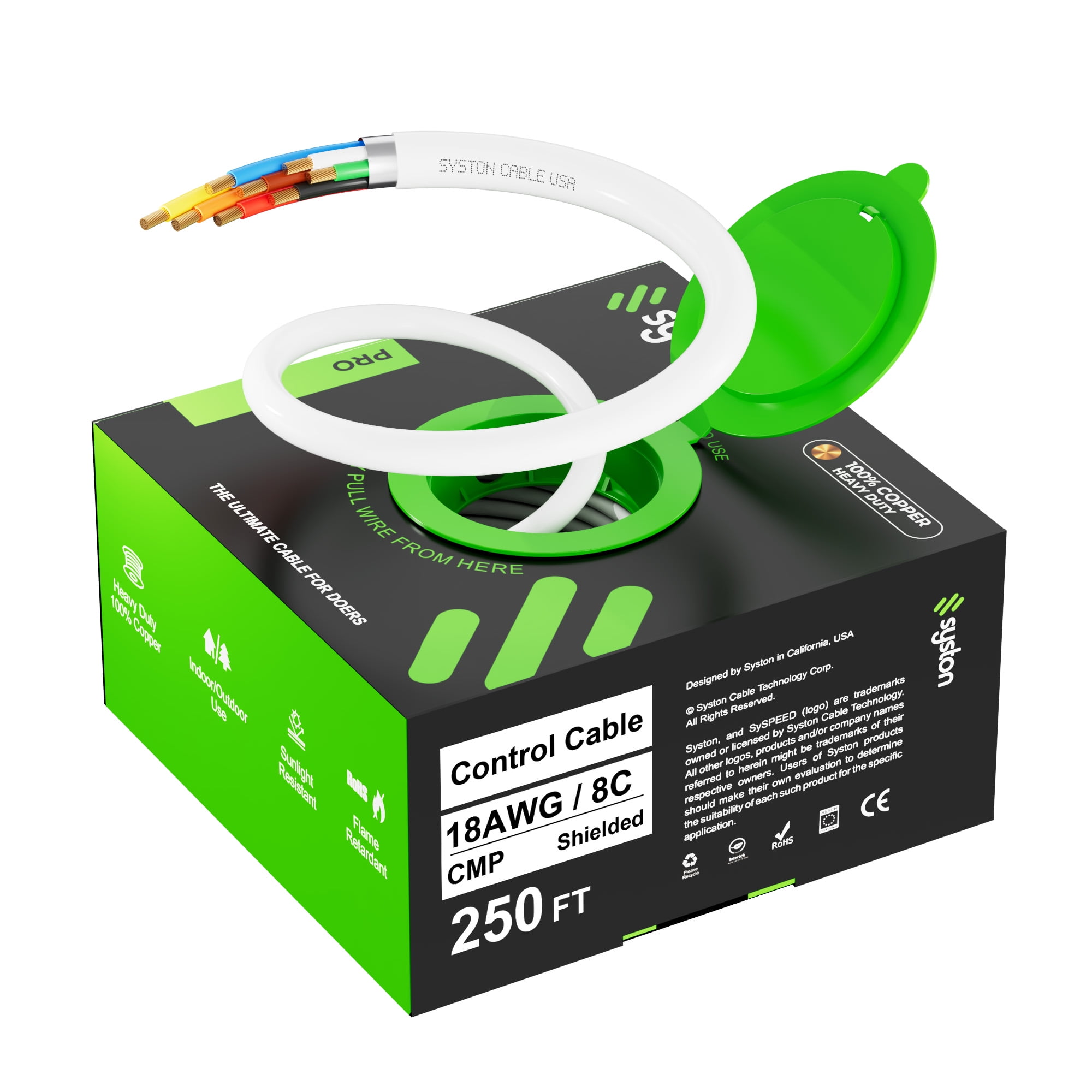 SYSTON 18/8 Fire Security Burglar Station Sound Alarm Control Cable ...