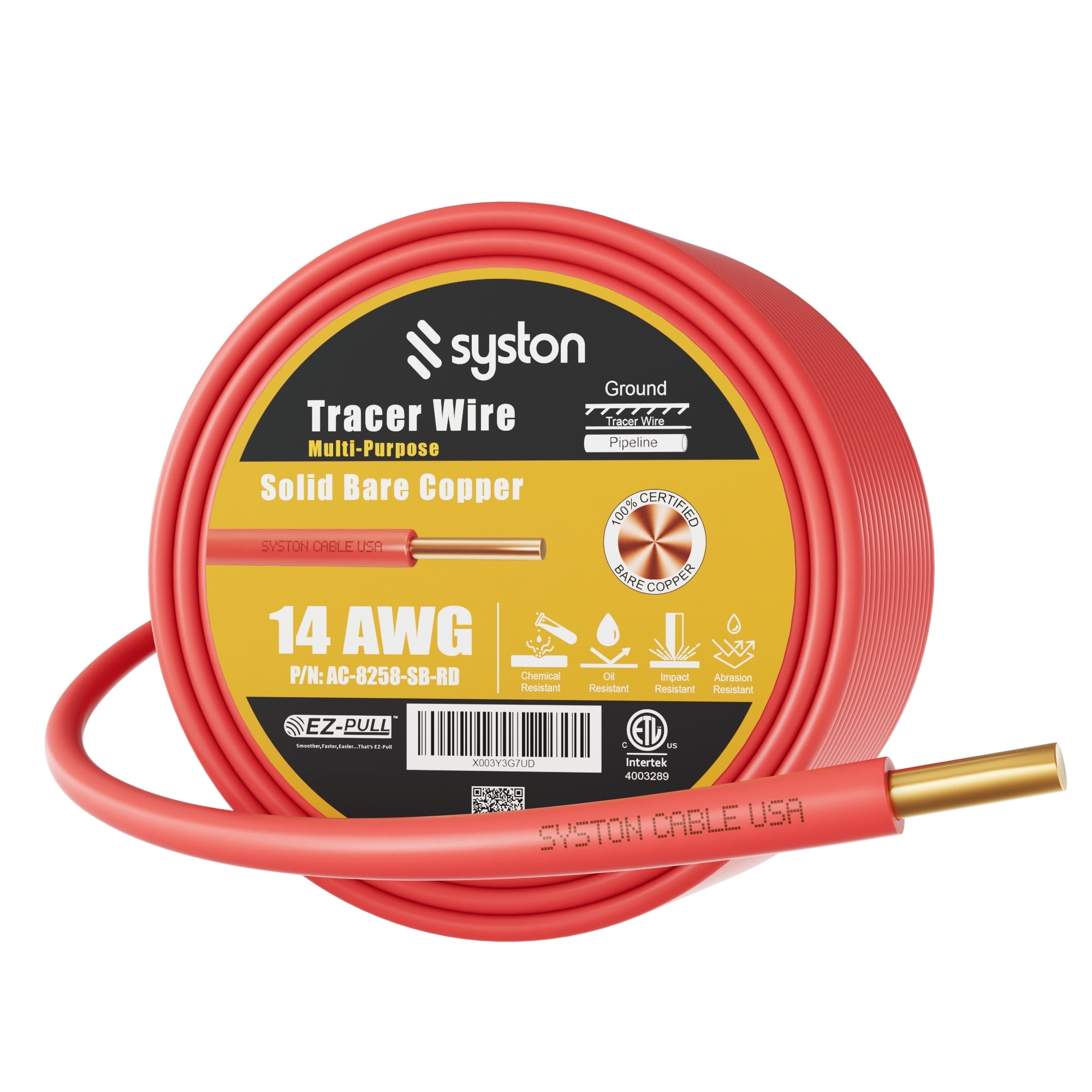 SYSTON CABLE TECHNOLOGY 14 AWG Tracer Wire Direct Burial 600V 1 Solid ...