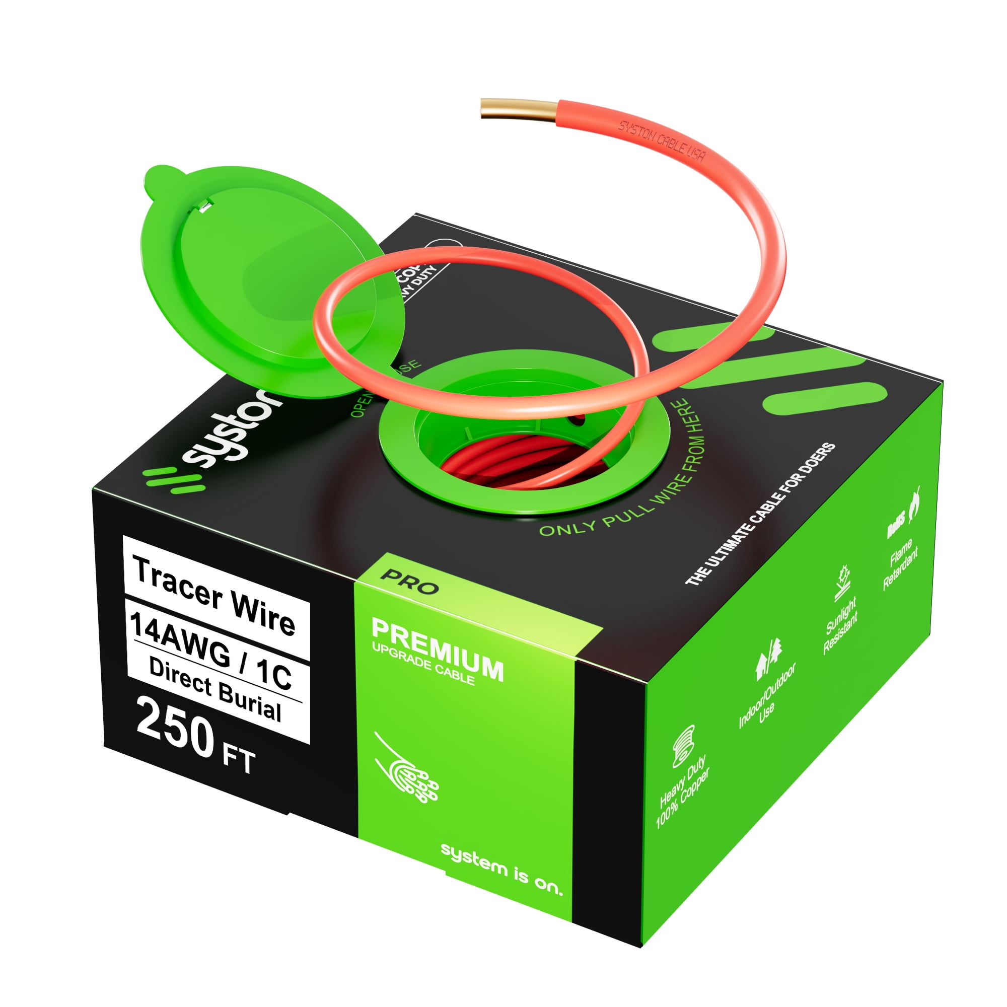 SYSTON CABLE TECHNOLOGY 14 AWG Tracer Wire Direct Burial 600V 1 Solid ...