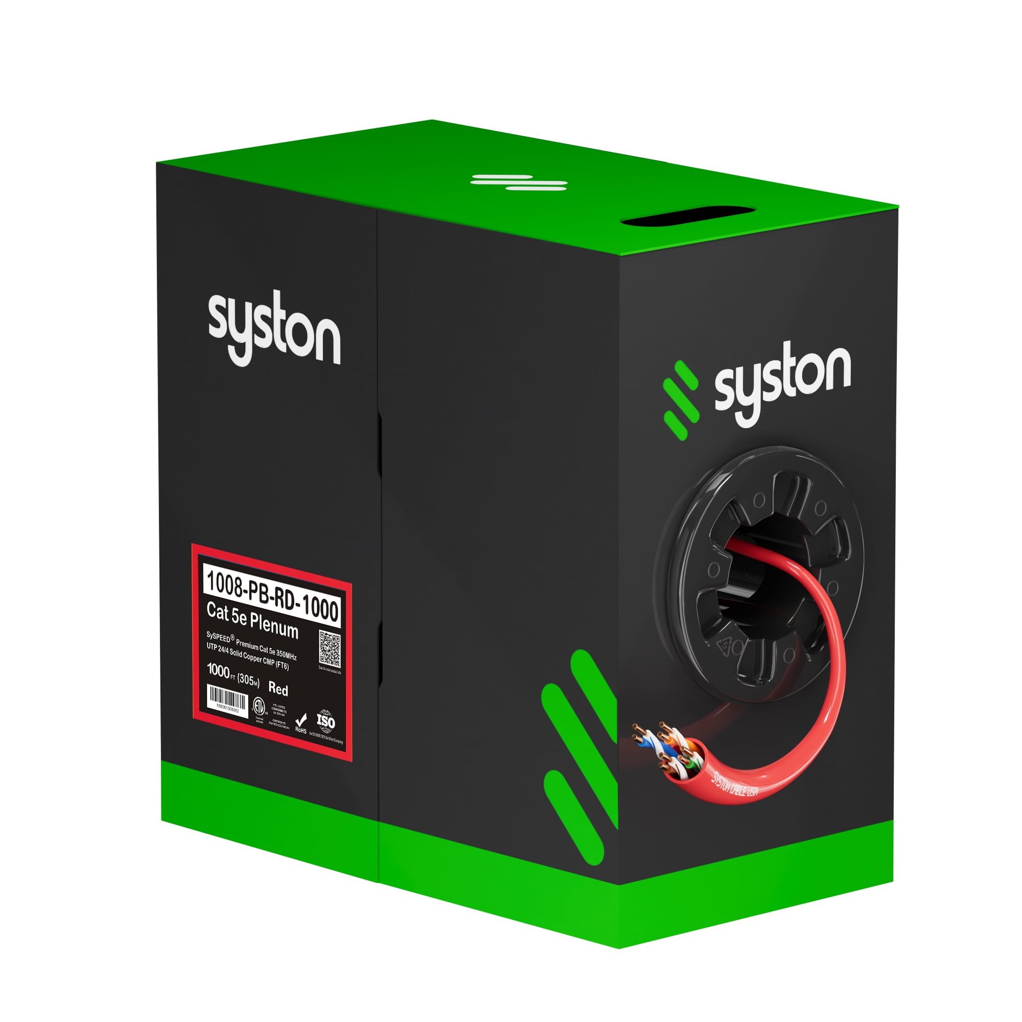 SYSTON CABLE TECHNOLOGY Cat 5E Ethernet Network Cable - 1000 FT, 350MHz ...