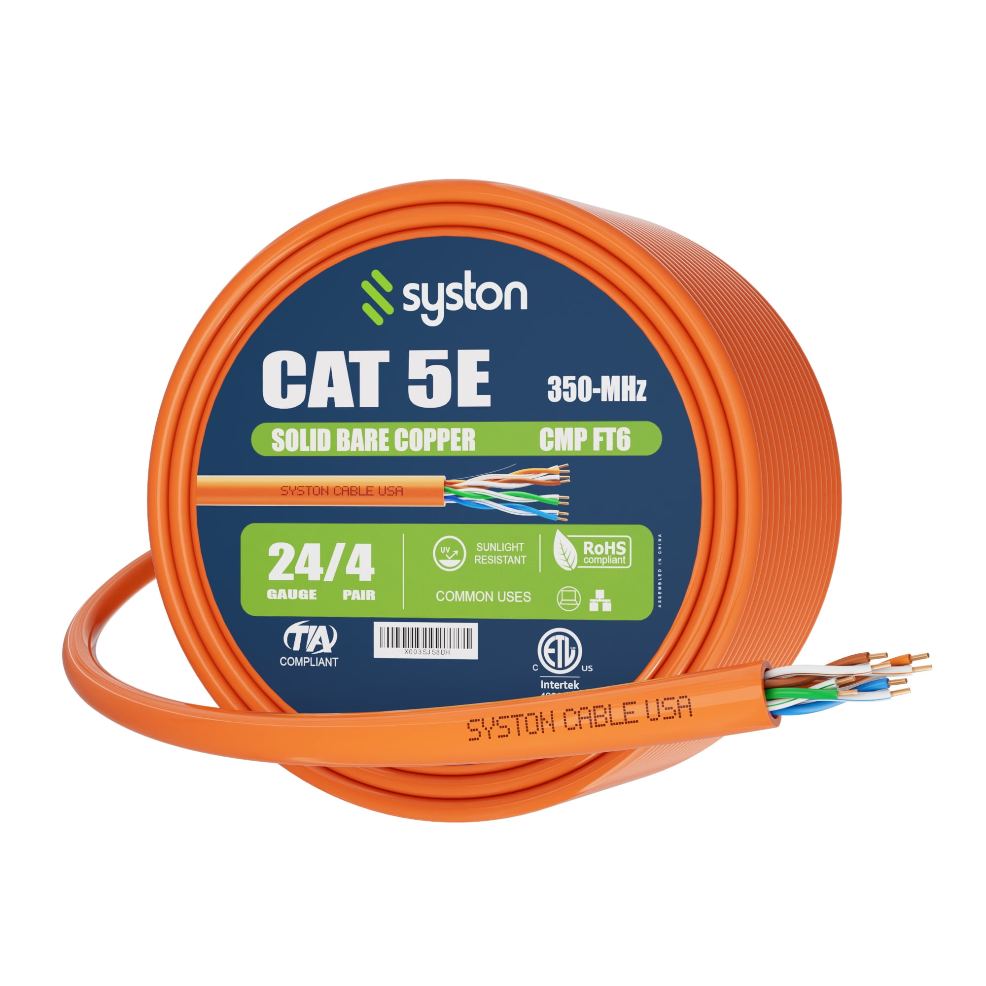 SYSTON CABLE TECHNOLOGY Cat 5E Ethernet Network Cable - 50 FT, 350MHz ...