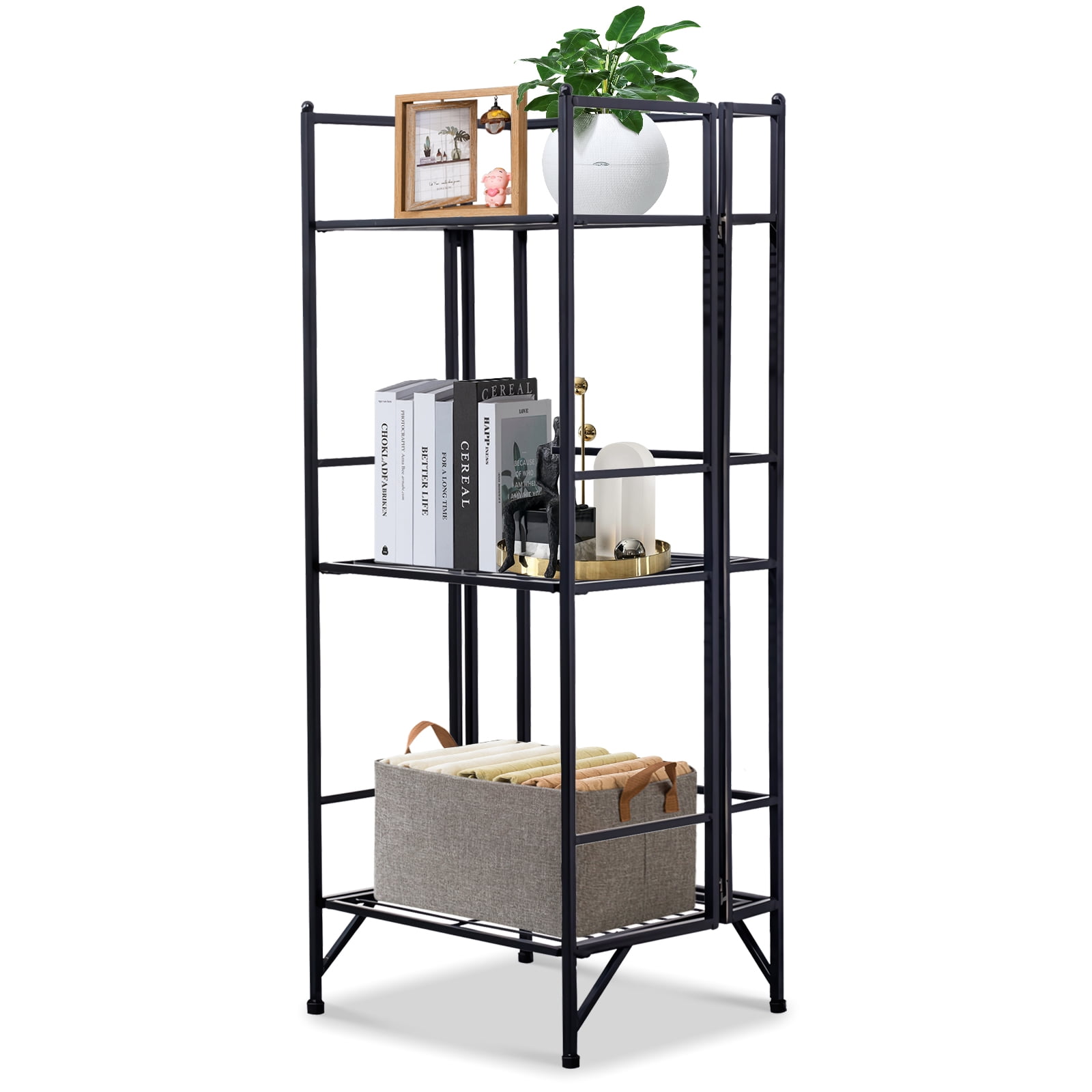 SYTHERS 3 Tier Wide Folding Metal Shelf, Metal Storage Rack, 13 x 11 x ...