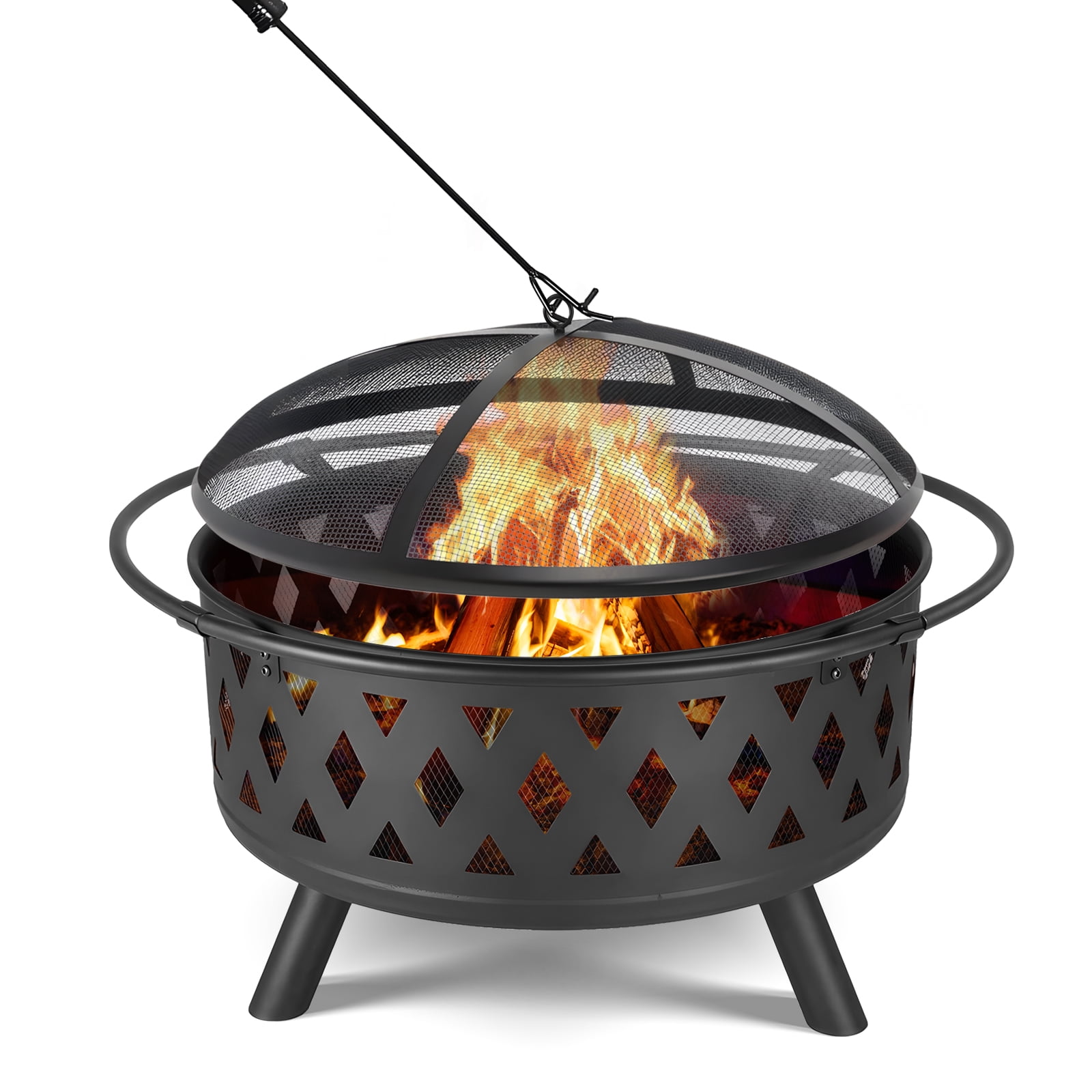 SYTHERS 32" Outdoor Fire Pit, Outside Metal Wood Burning Firepit ...