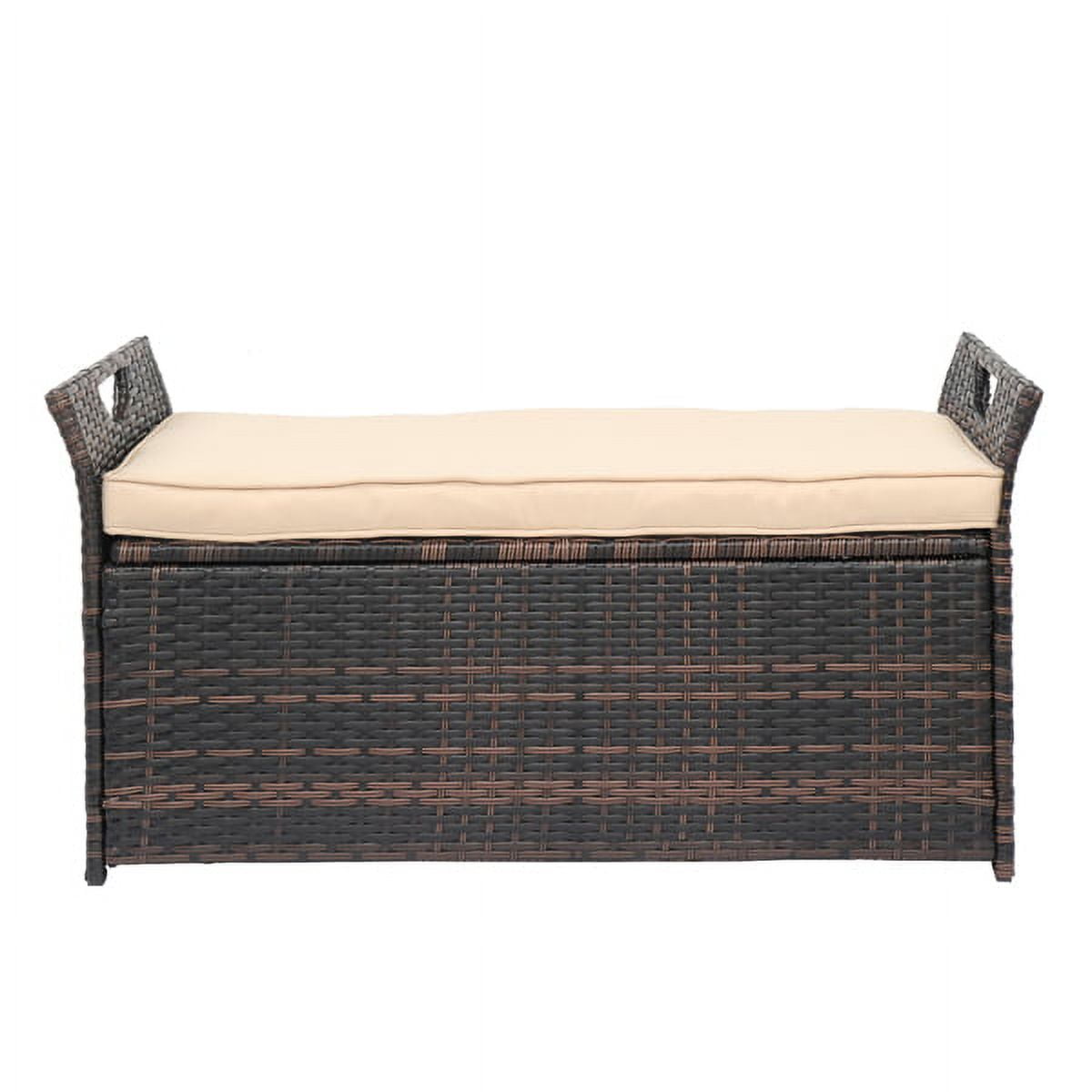 SYTHERS 33 Gallon Wicker Ottoman with Storage, Patio Mix Brown Wicker ...