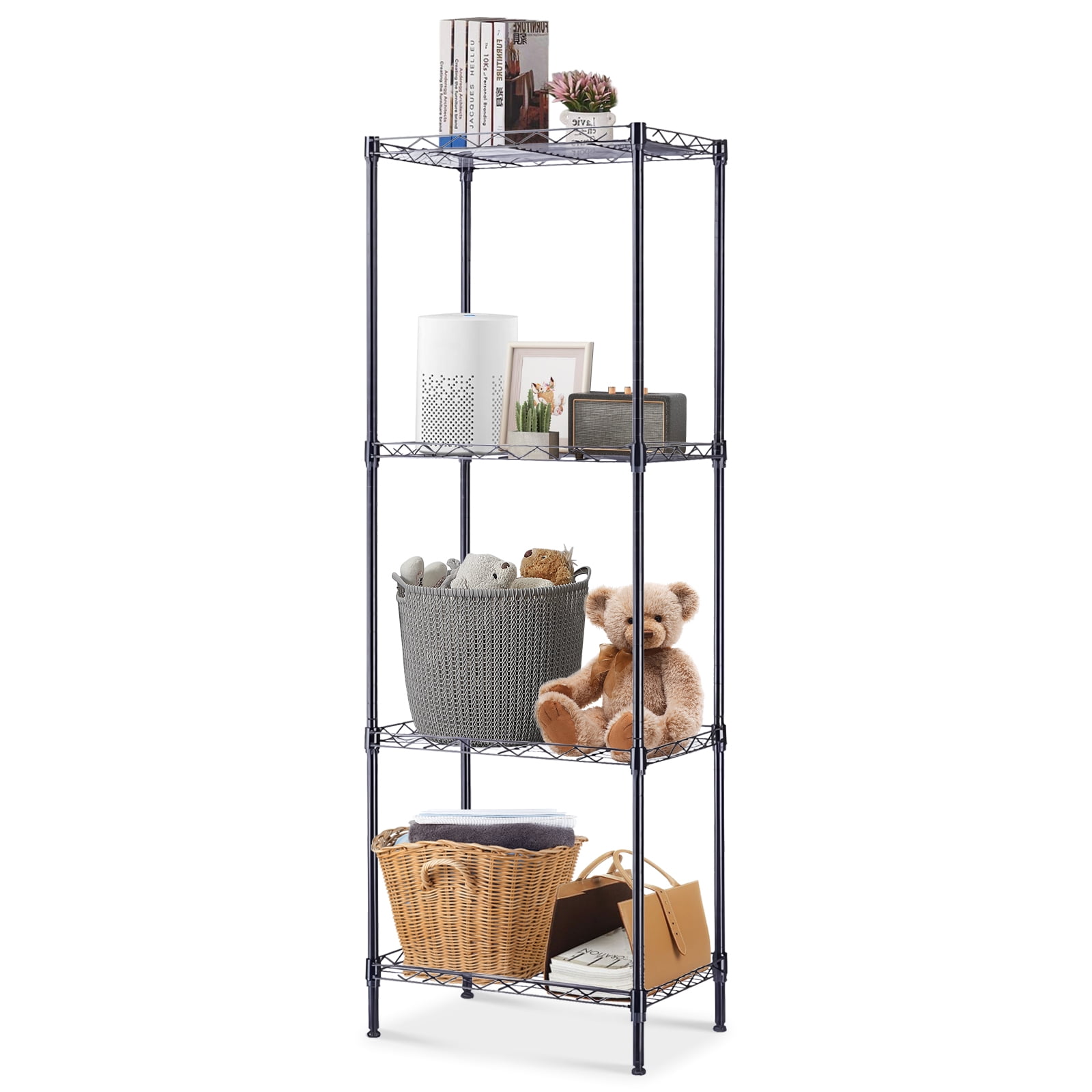 SYTHERS 4 Tier Metal Large Storage Rack 18 x 12 x 50" Wire Shelving ...