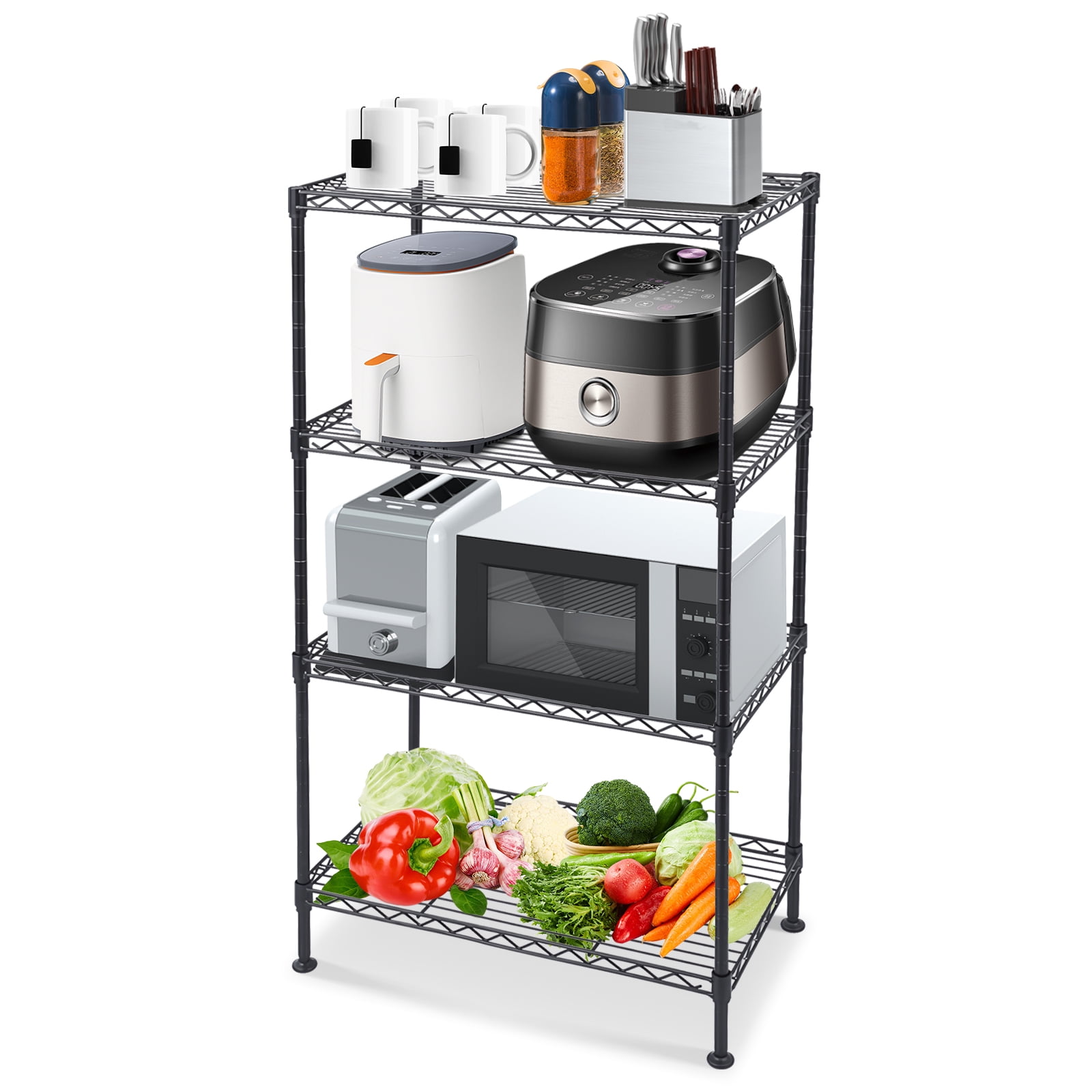 SYTHERS 4 Tier Metal Large Storage Rack 20 x 12 x 32" Wire Shelving ...
