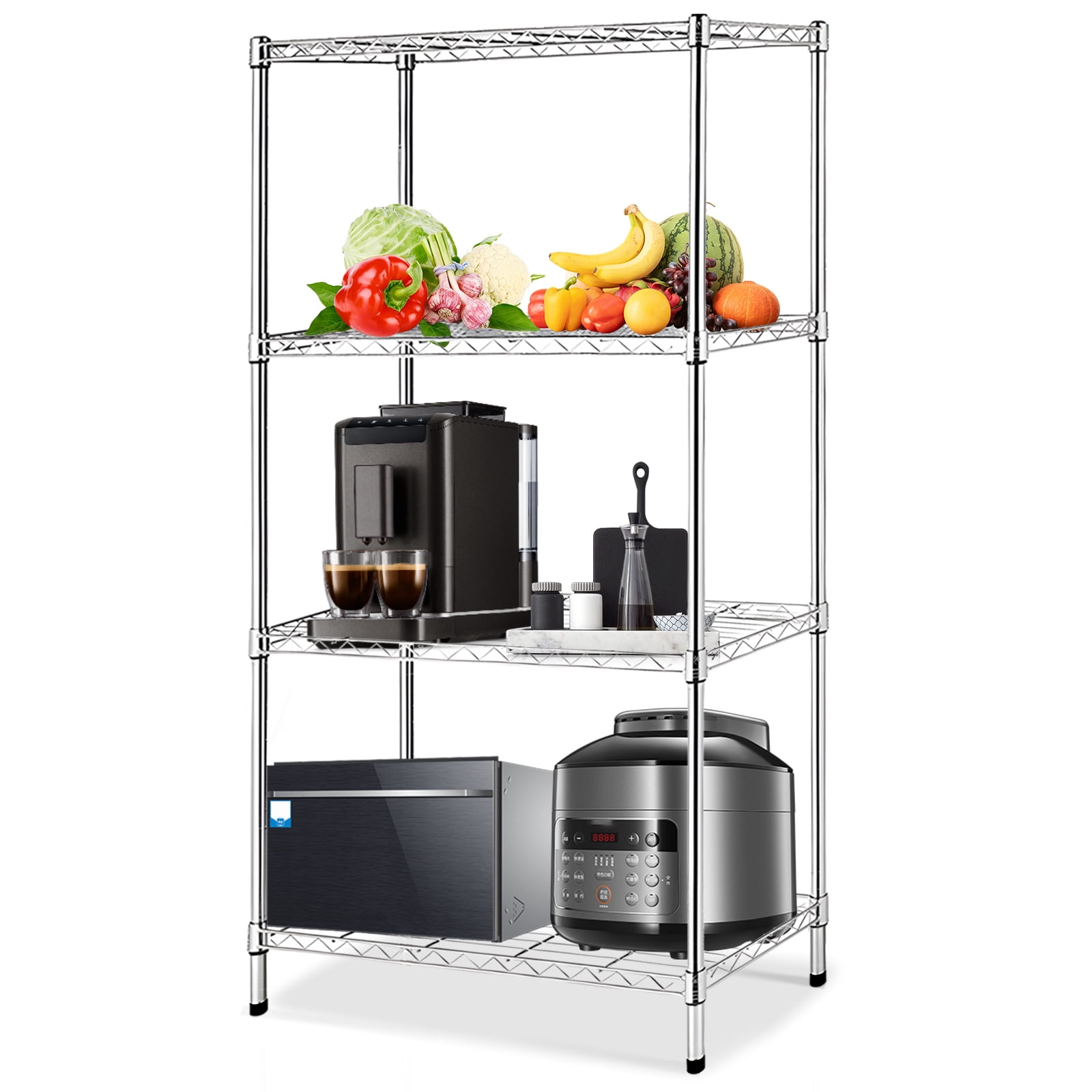 SYTHERS 4 Tier Heavy Duty Wire Shelving Unit, 35 x 14 x 47" Metal Large ...