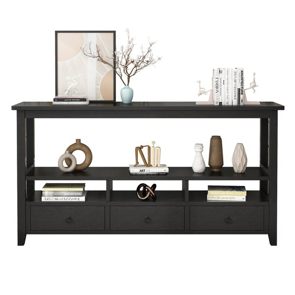 SYTHERS 58" Console Table for Entryway, 3 Tier Entryway Table with 3 ...