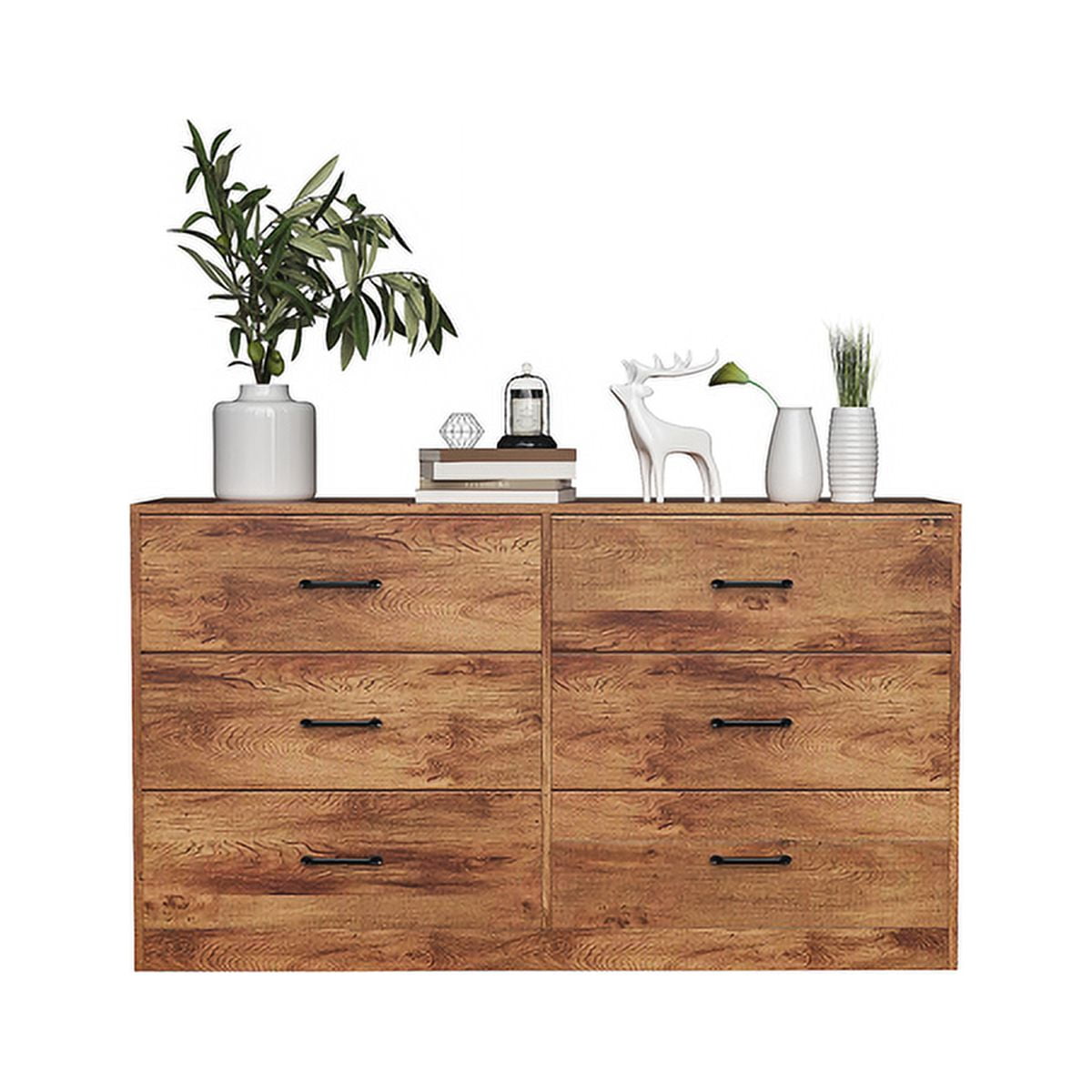 SYTHERS 6 Drawer Dresser, Modern Storage Wide Chest of Drawers, 3 Layer ...