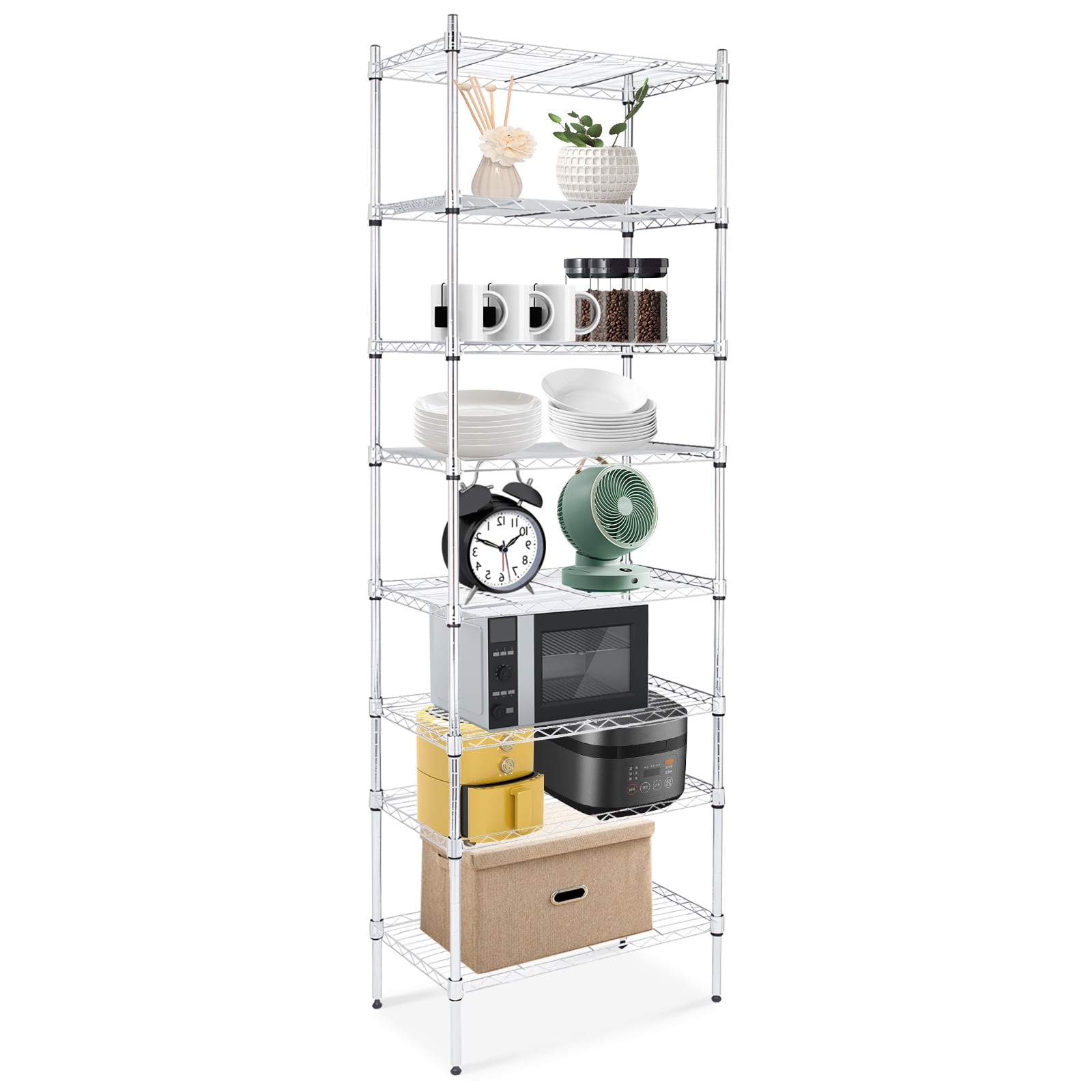 SYTHERS 8-Tier Wire Shelving Unit Adjustable Steel Wire Storage Rack ...
