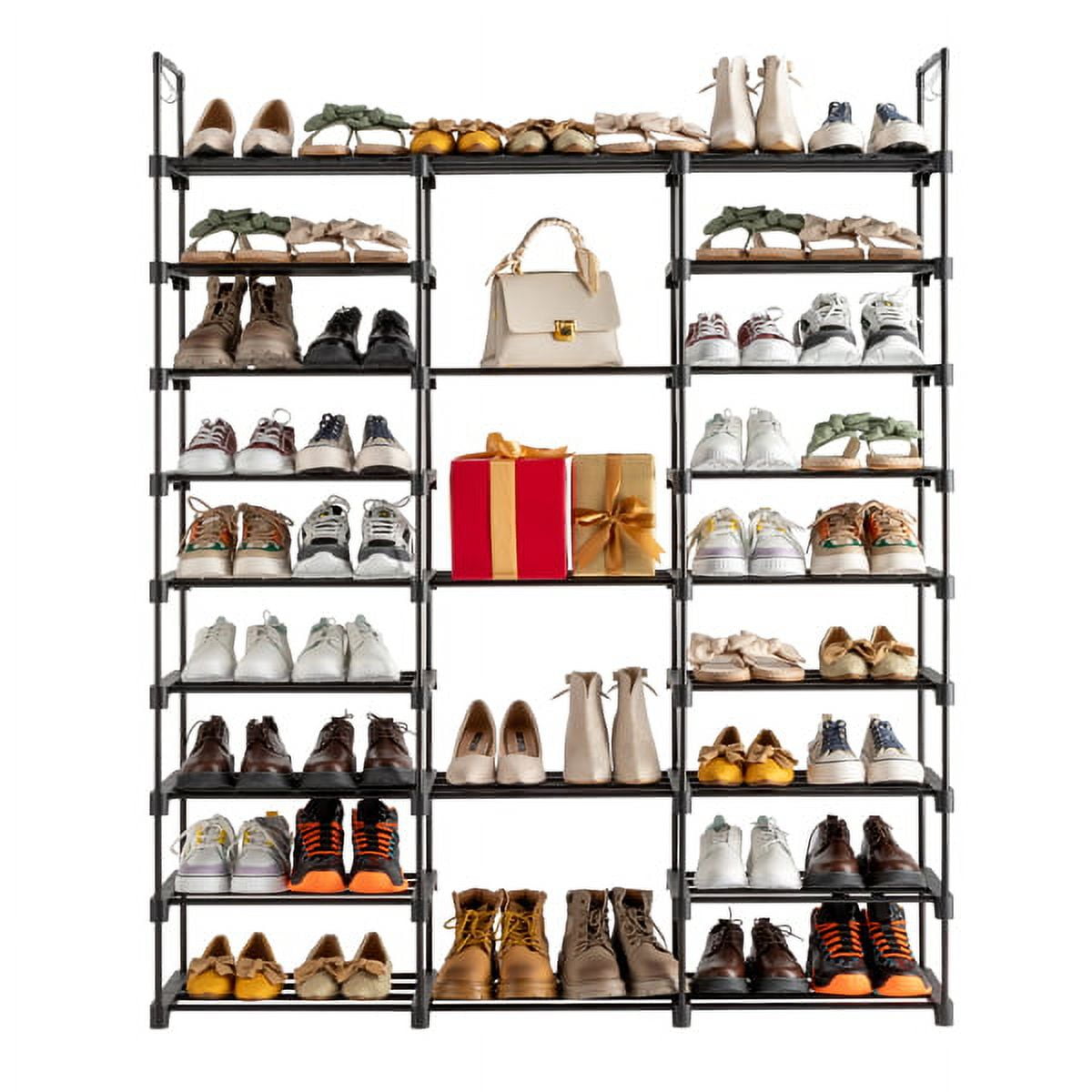 SYTHERS 9 Tiers Shoe Rack, 50 Pairs Large Storage Shoe Stand Metal ...