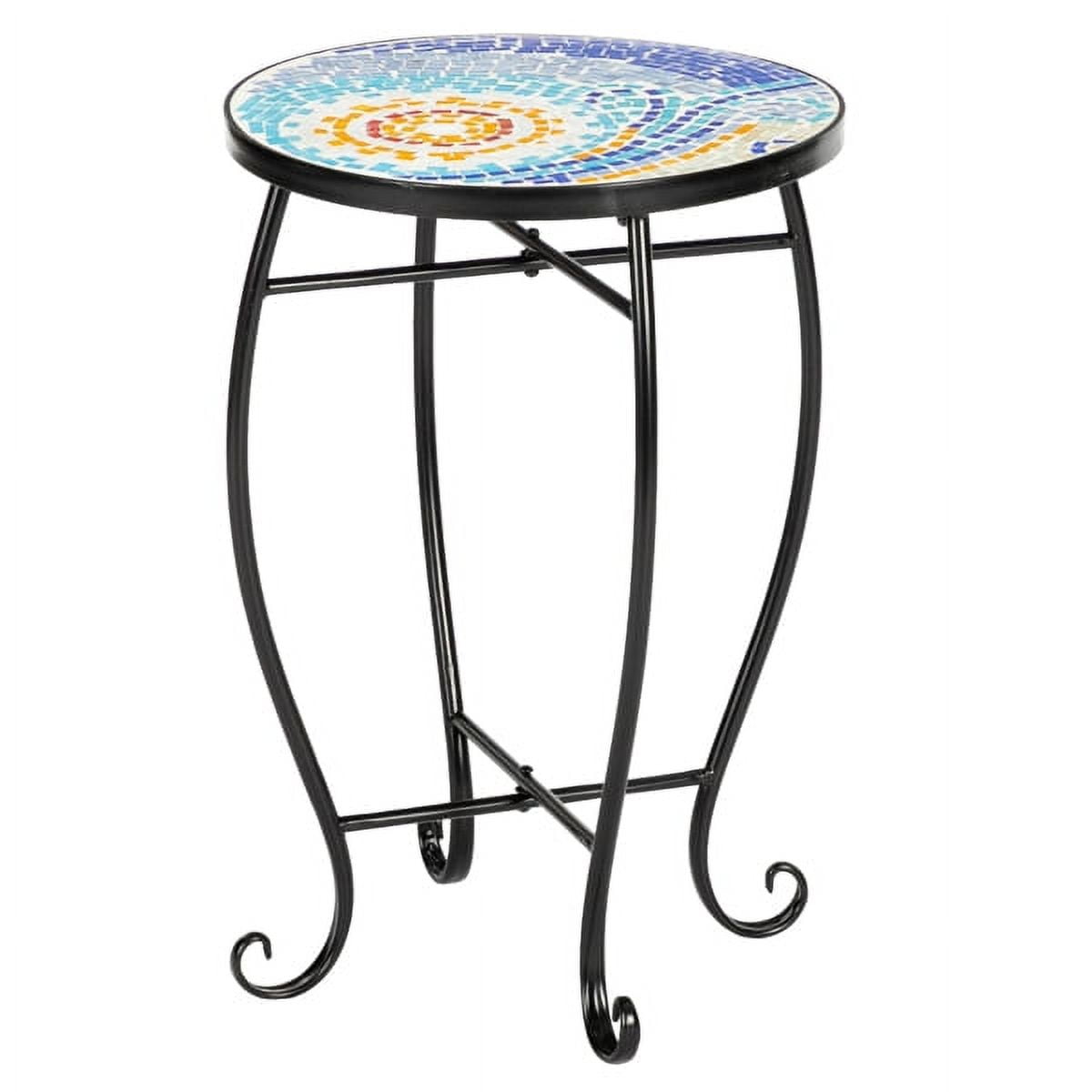 SYTHERS Outdoor Side Table, Small Patio Table Coffee Table with 14 ...
