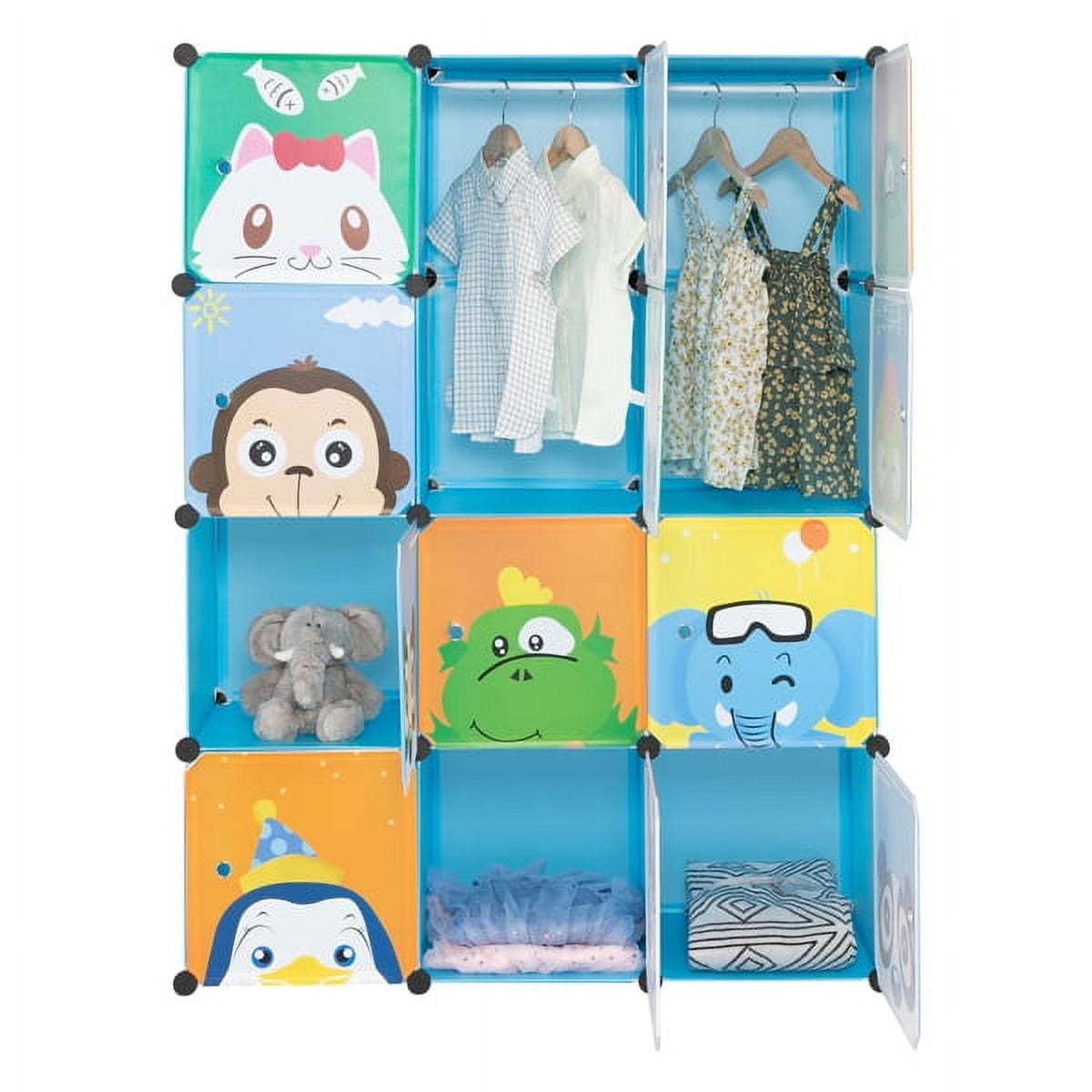 SYTHERS Portable Cartoon Rubik's Cube Wardrobe, Closet DIY Modular ...