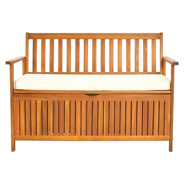 SYTHERS Wooden Outdoor Storage Bench, Outdoor Bench with 43 Gallon Deck ...
