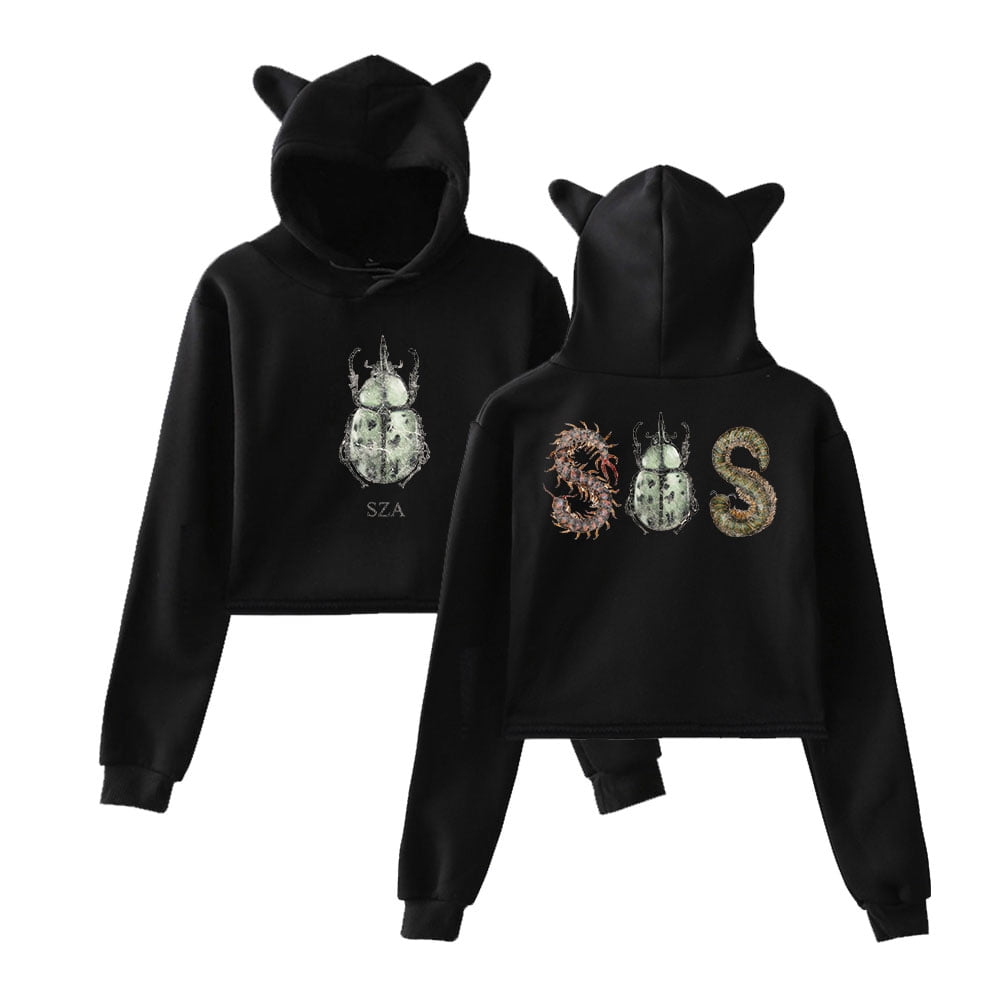 SZA SOS Lana Beetle Logo Merch Pullover Female Cat Ears Hoodie Long ...
