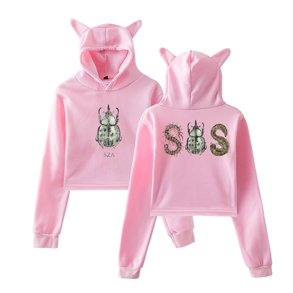 SZA SOS Lana Beetle Logo Merch Pullover Female Cat Ears Hoodie Long ...