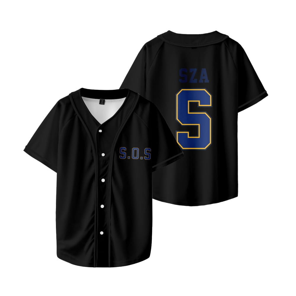 SZA SOS Number 5 Shirt Unisex Casual HipHop Style Short Sleeve Baseball ...
