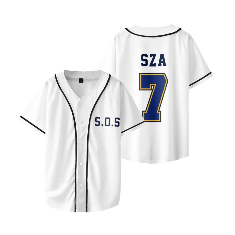 SZA SOS Number 7 Shirt Unisex Casual HipHop Style Short Sleeve Baseball ...