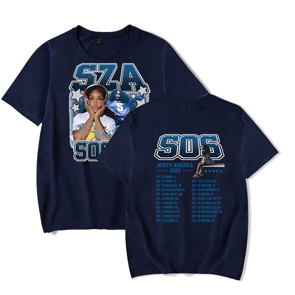 SZA SOS Tour T-shirt Women Men Rapper Casual Crewneck Short Sleeve Tee ...