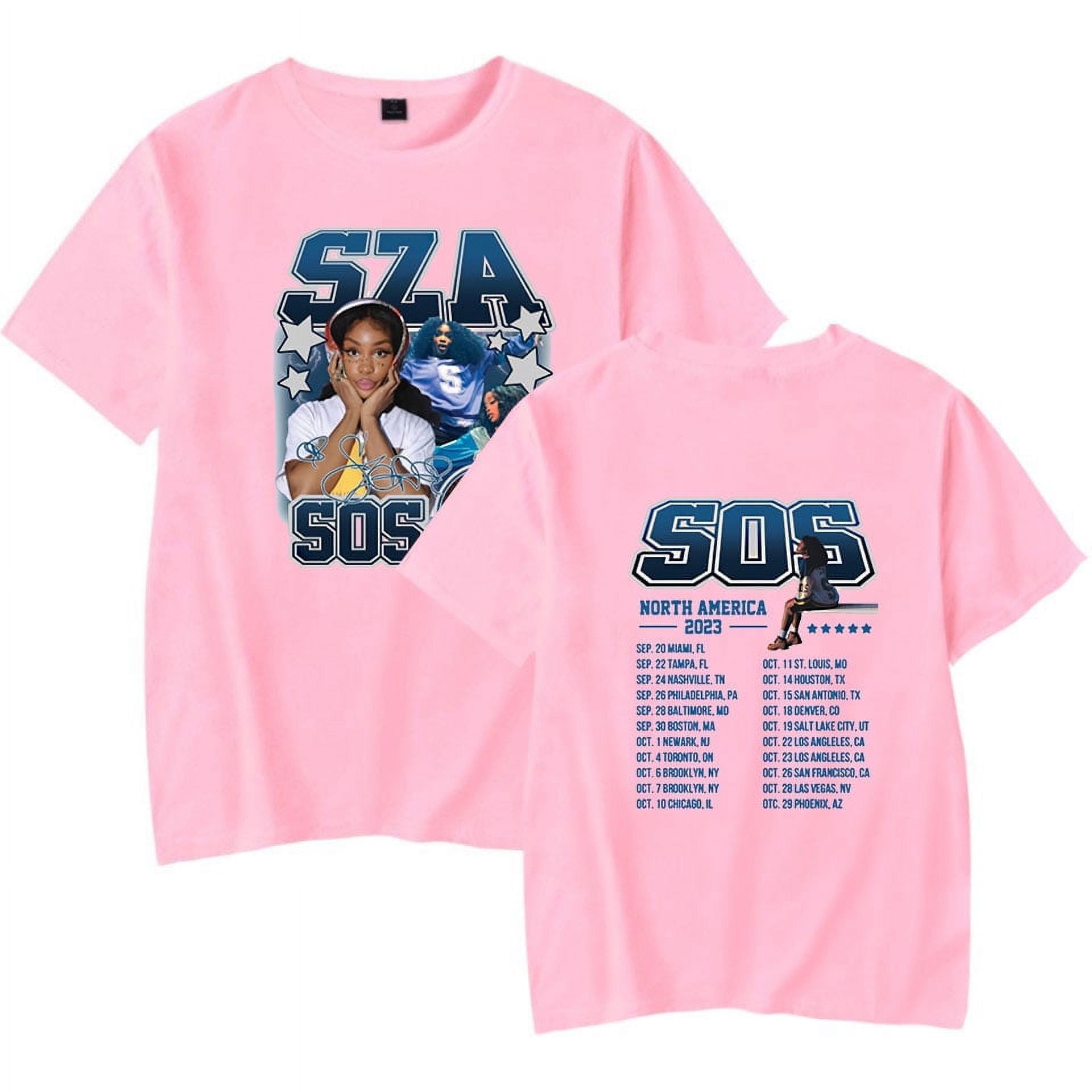 SZA SOS Tour T-shirt Women Men Rapper Casual Crewneck Short Sleeve Tee ...