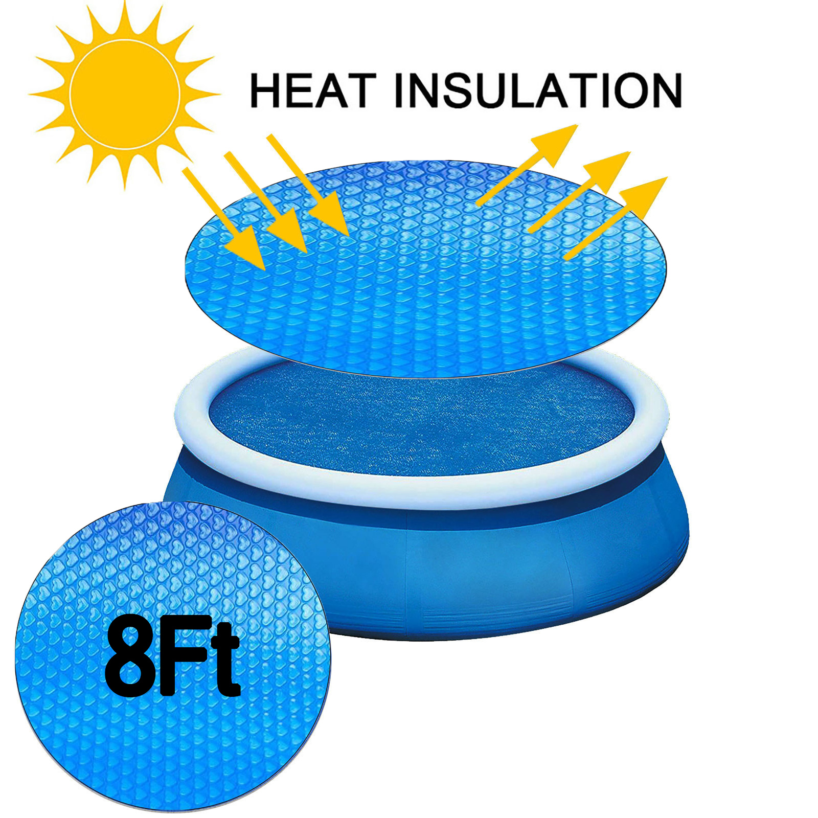 SZBAOAN Durable Pool Cover, Round, Blue, 8 Feet, Above Ground ...