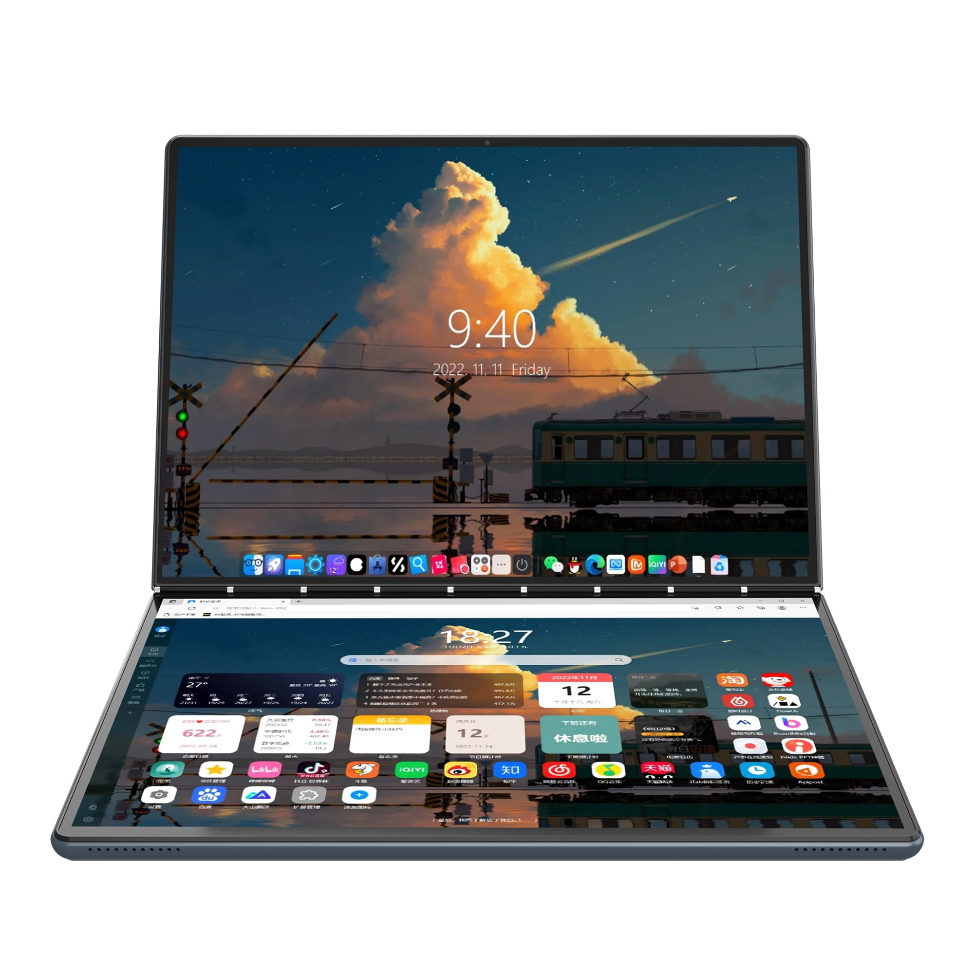 "SZBOX DS135D 13.5"" 2.5K Foldable Dual Touchscreen Laptop, Intel N100 ...