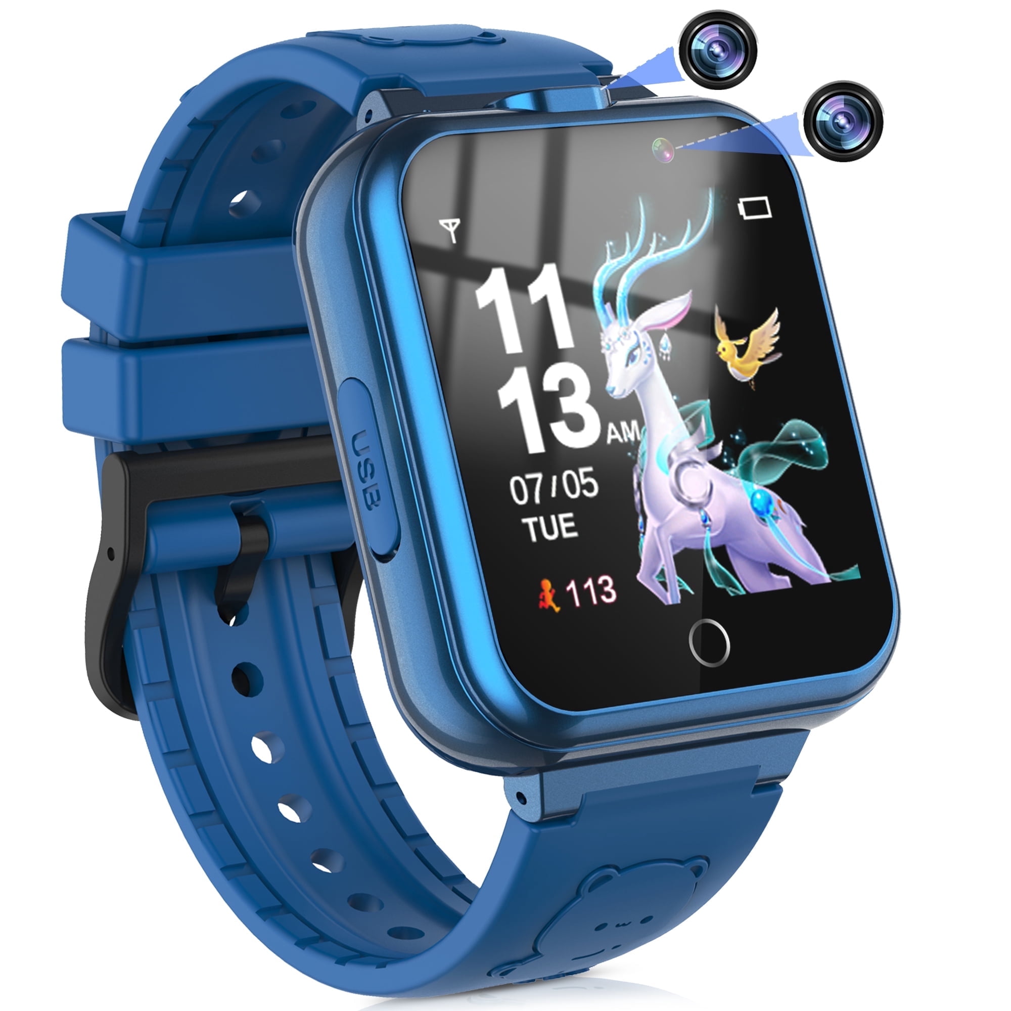 SZBXD Kids Smart Watch, 24 Games, 5 Languages, 2 Cameras, 3 Alarms ...