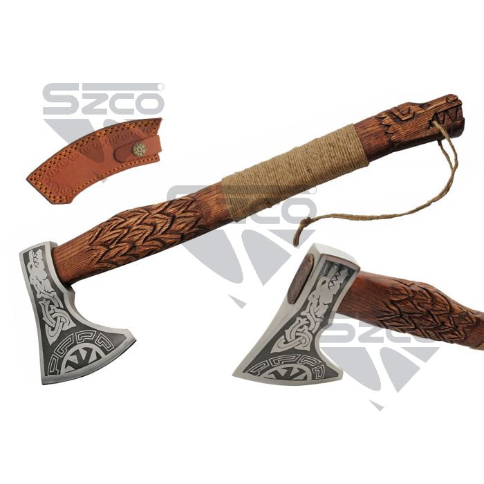 SZCO 22" Dragon Scale Axe with Ashwood Handle, 6.5"x5" Axe Head ...