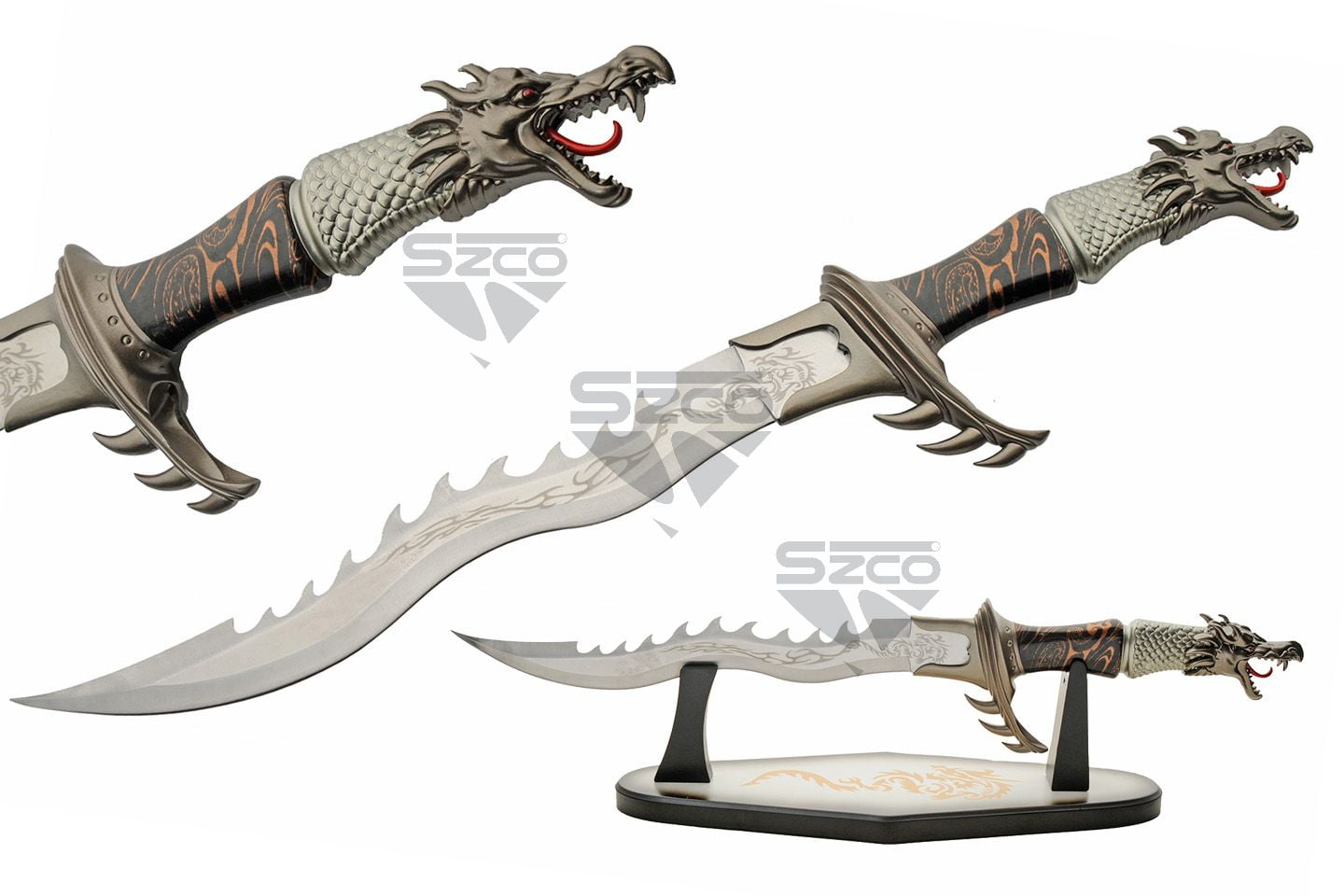 SZCO 24" Dragon Fang Fantasy Sword Stainless Steel Short Sword with ...