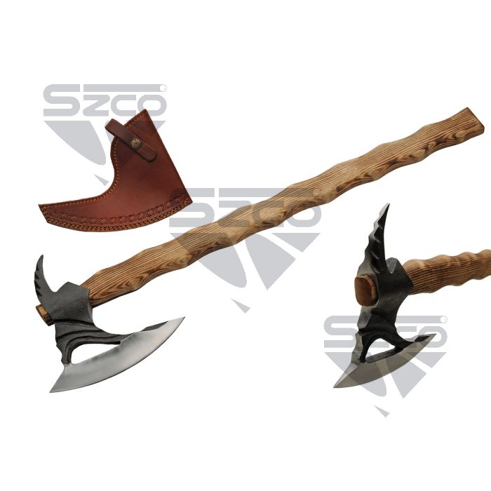 SZCO 26" Vulture Axe with Burnt Ash Wood Handle, Forged Finish ...