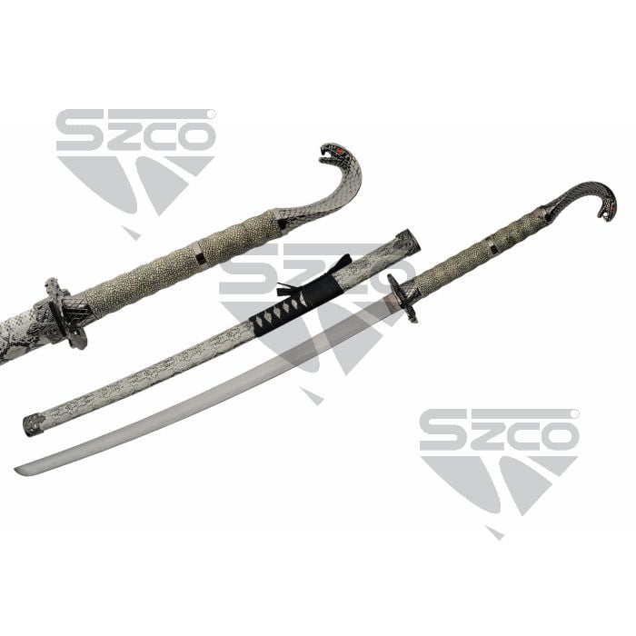 SZCO 39" Cobra Samurai Katana Sword Carbon Steel Sword Full Tang Wood ...