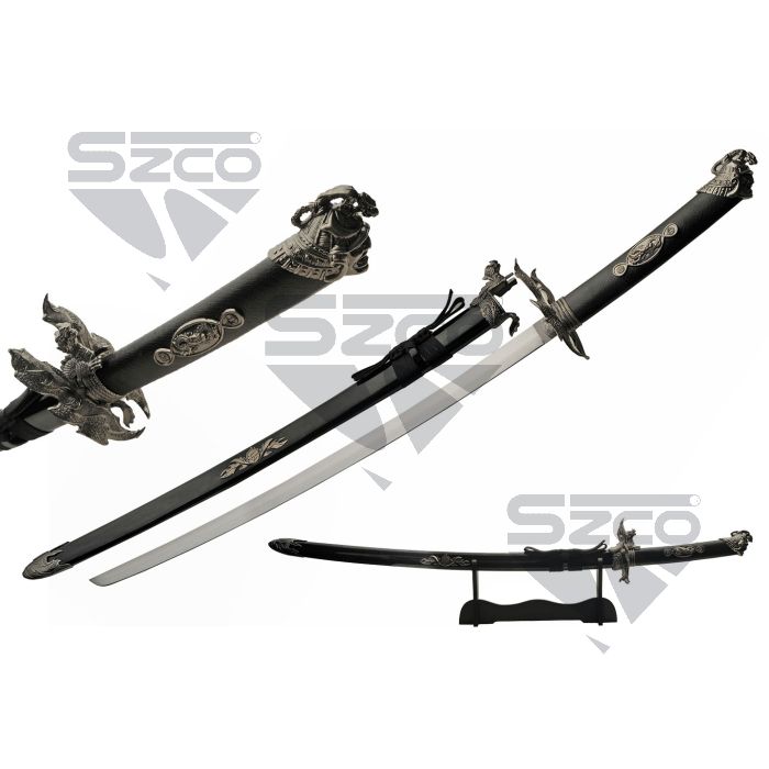 SZCO 41.75" Dragon Fantasy Sword Stainless Steel Blade, Silver Dragon ...