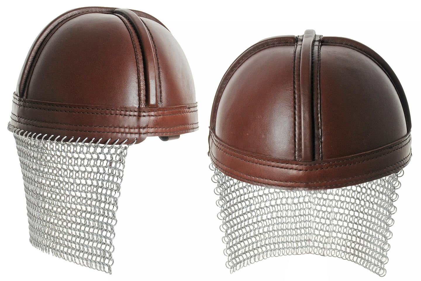 SZCO Leather Norman-Style Helmet with Chainmail Neck Guard – Top Grain ...