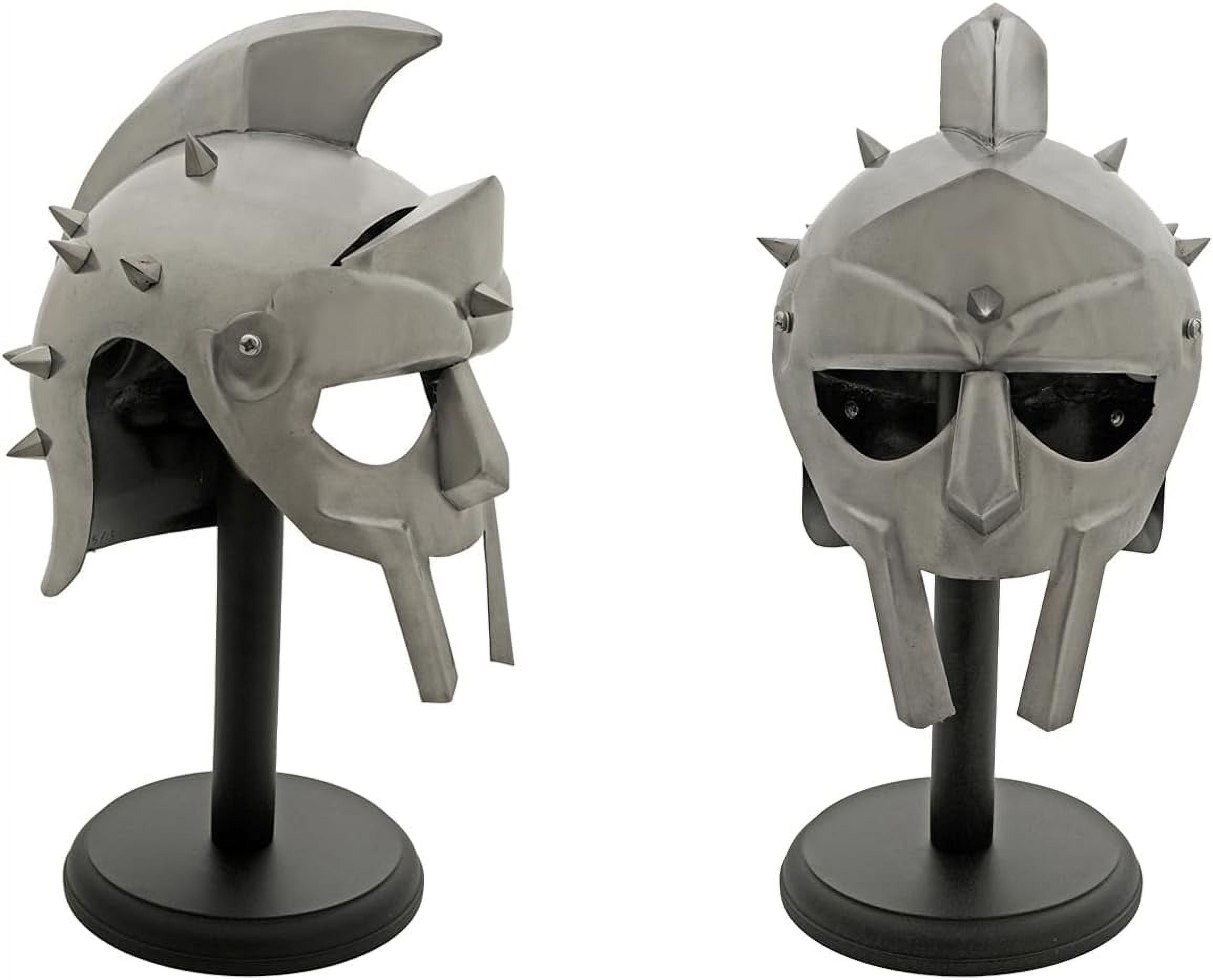 SZCO Roman Silver Gladiator Spike Helmet with Stand – 18 Gauge Carbon ...