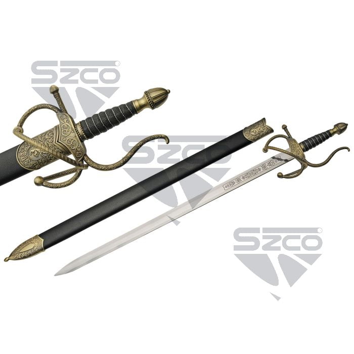 SZCO 36" Gold Elegant Rapier Sword Stainless Steel Blade with Gold Wire ...