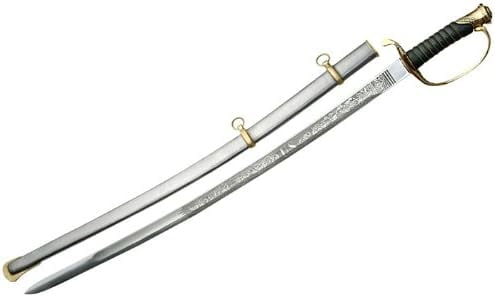 SZCO Supplies 41" Stainless Steel Staff Officer Sword with Brass Guard ...