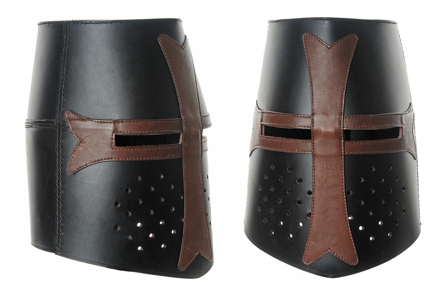 SZCO Leather Crusader-Style Helmet with Cross Design – Top Grain ...