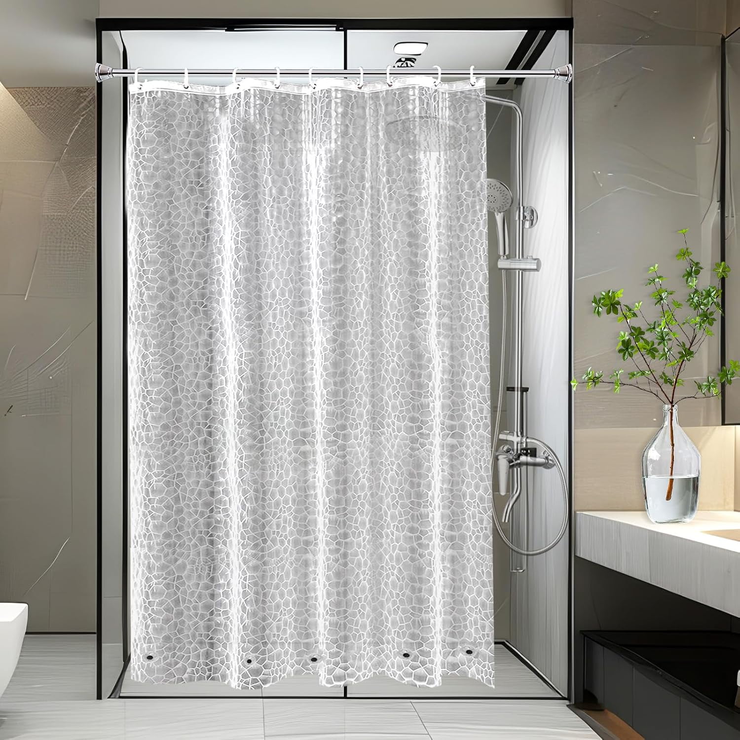 SZCOSO-54x72 Inch Stall Shower Curtain Liner, EVA 3D Water Cube Narrow ...