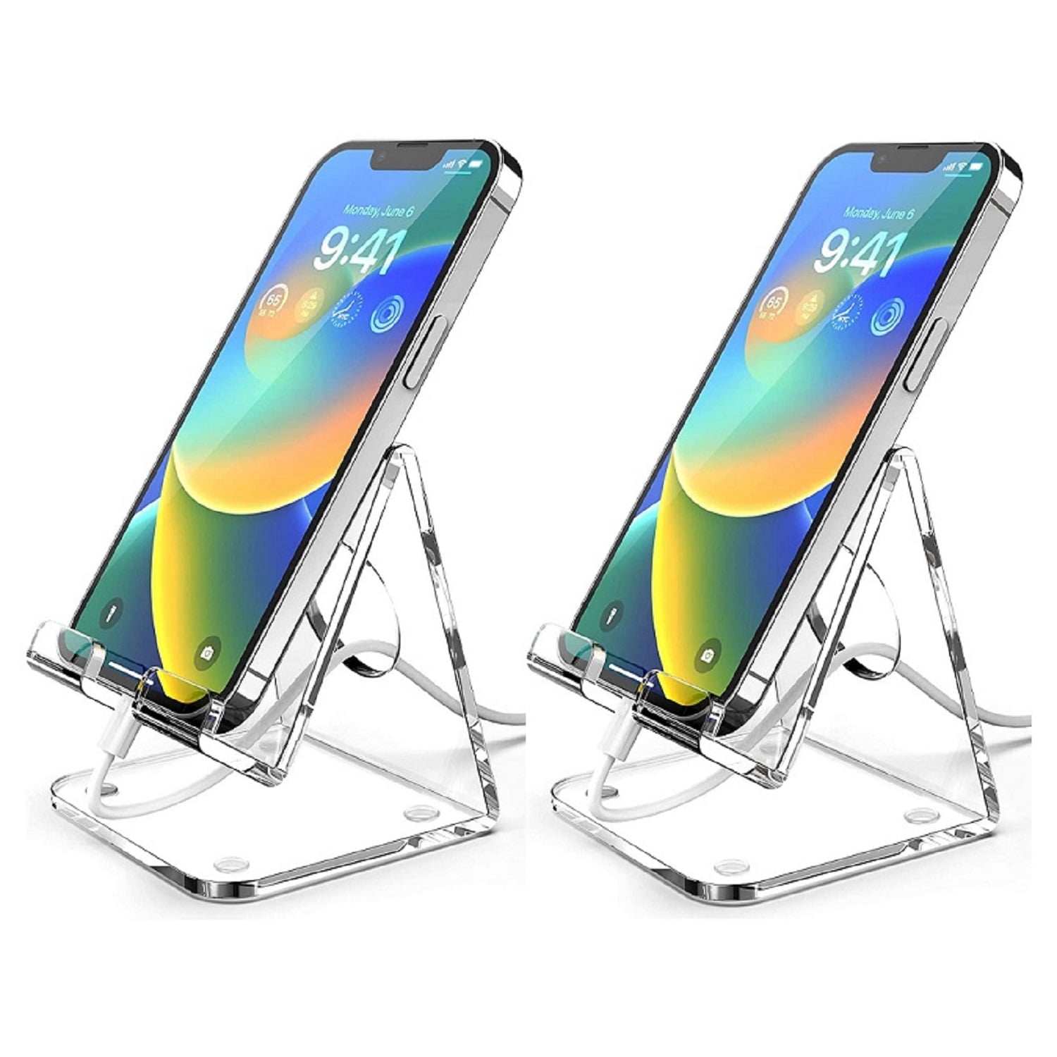 SZDUDU 2 Pack Acrylic Cell Phone Stand for Desk, Anti-Slip Portable ...