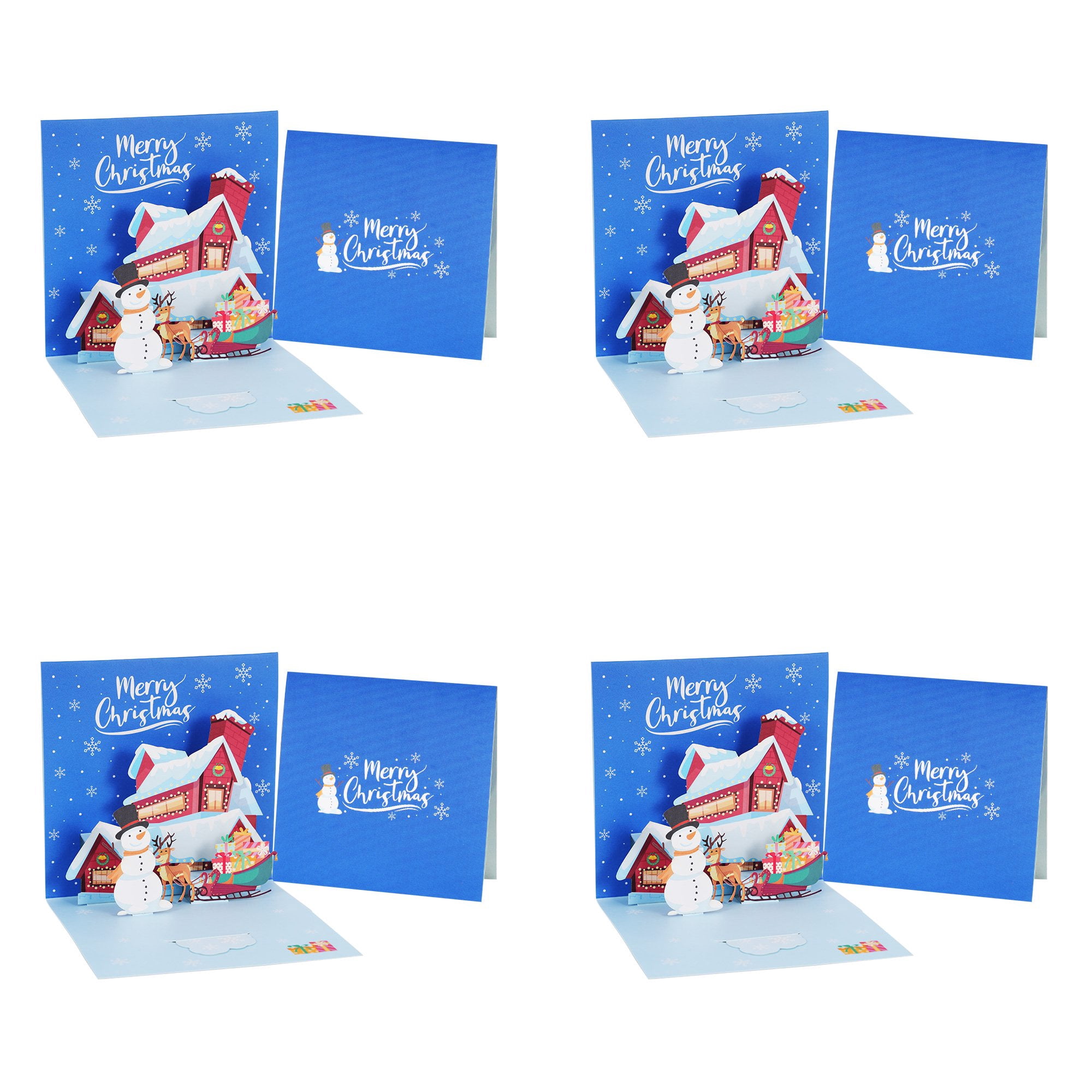 SZELAM 3D Pop Up Christmas Greeting Cards, Blue, 4 Counts - Walmart.com