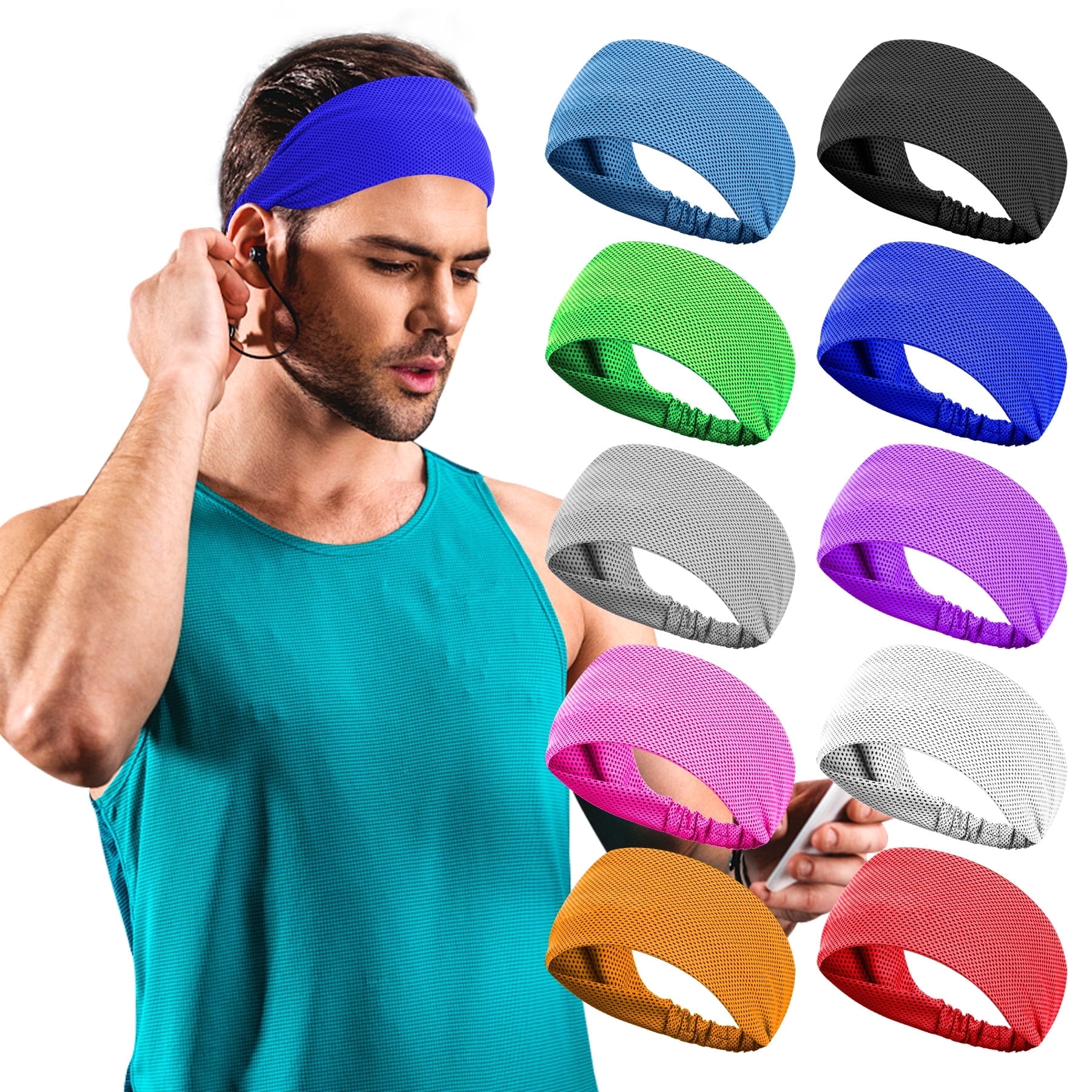 SZELAM Moisture Wicking Cooling Workout Sport Headbands for Yoga ...