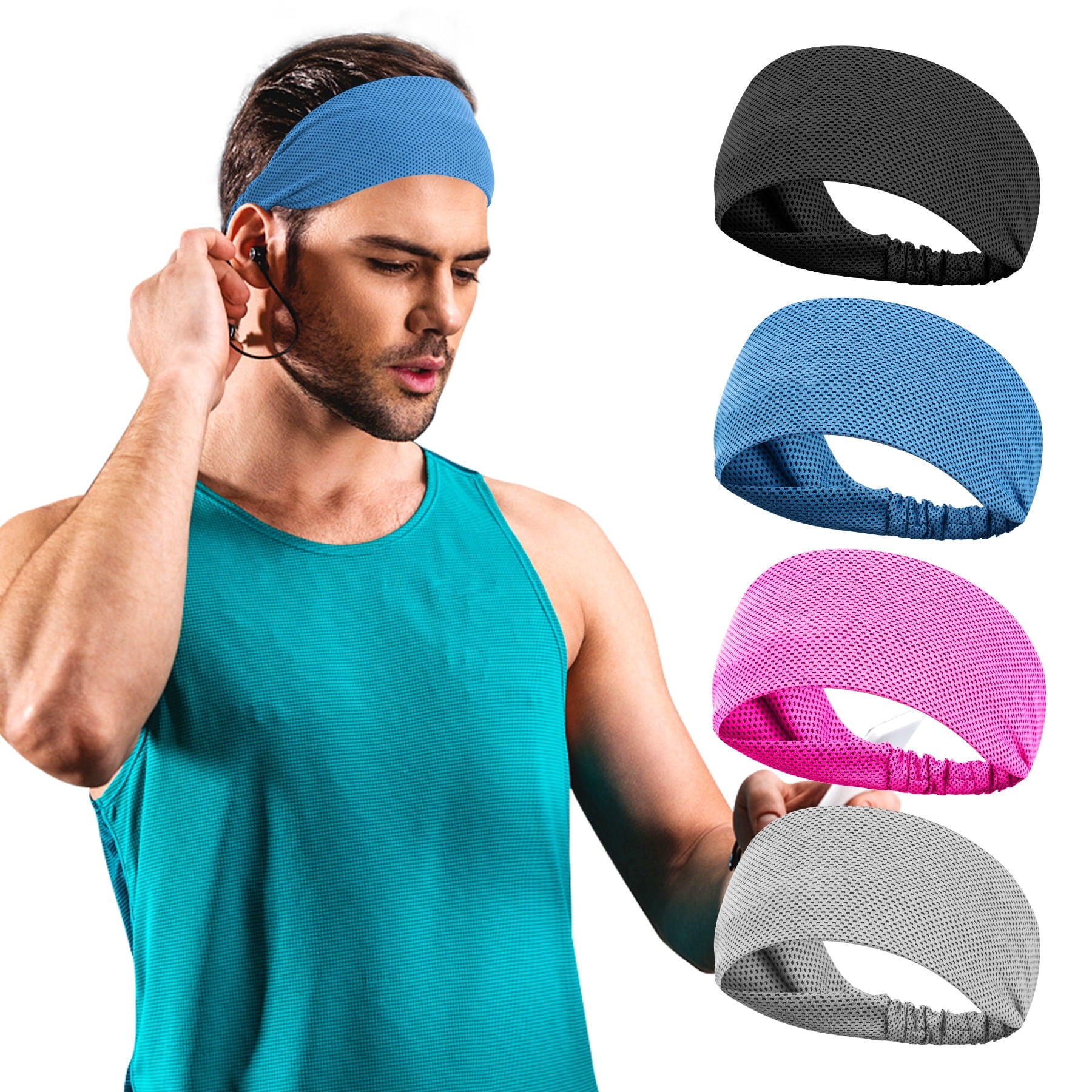 SZELAM Sport Unisex Moisture Wicking Cooling Sweatbands, 4 Piece ...