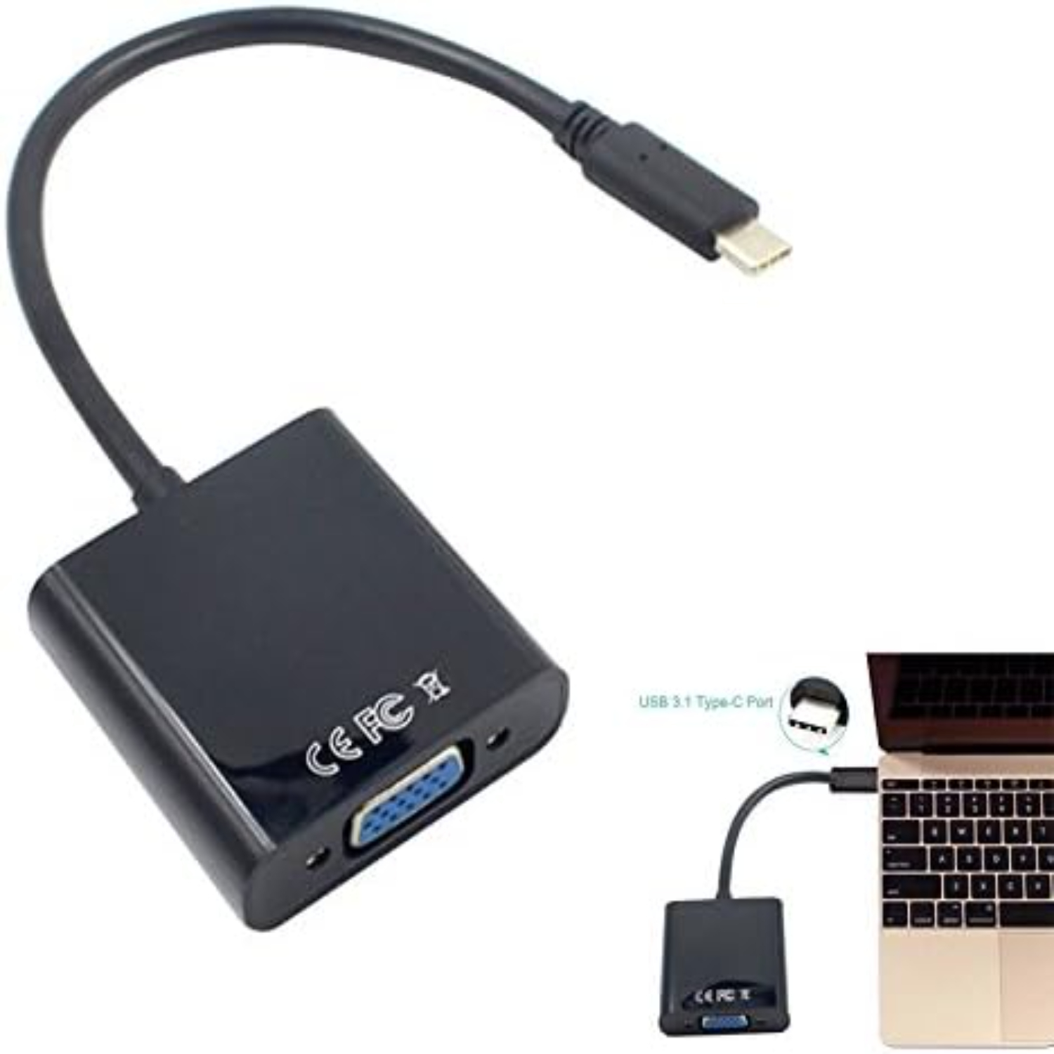 SZGMENG Compact and Reliable High Speed USB3.1 Type C VGA Male to VGA ...