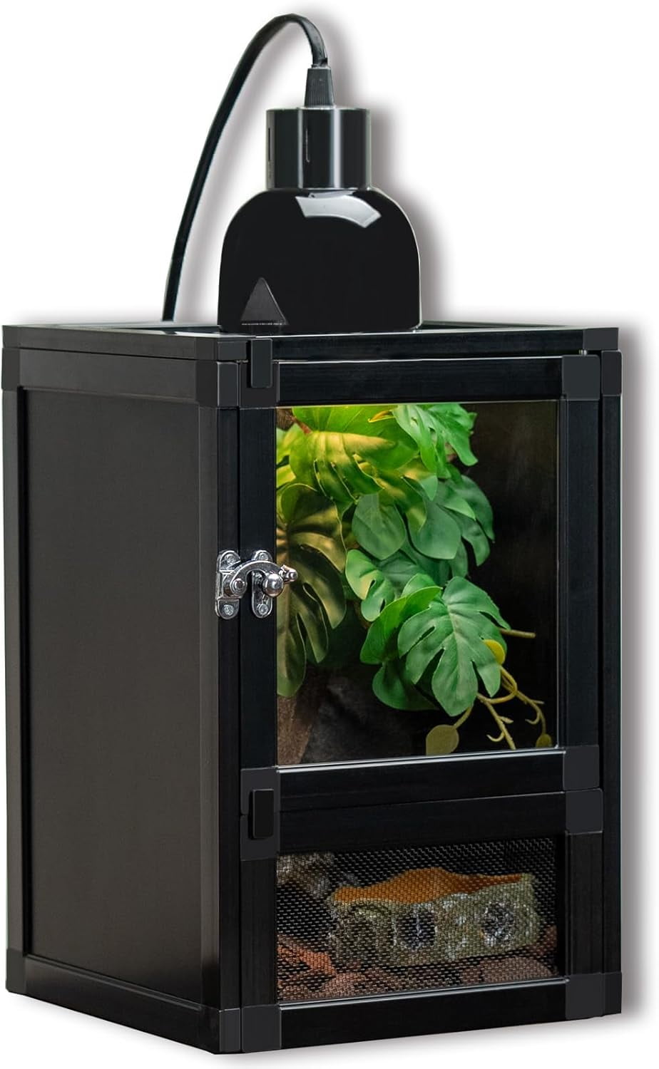 SZH 8"x8"x12" Small Reptile Habitat – Screen/Acrylic Doors, Ventilated Terrarium for Lizards ...