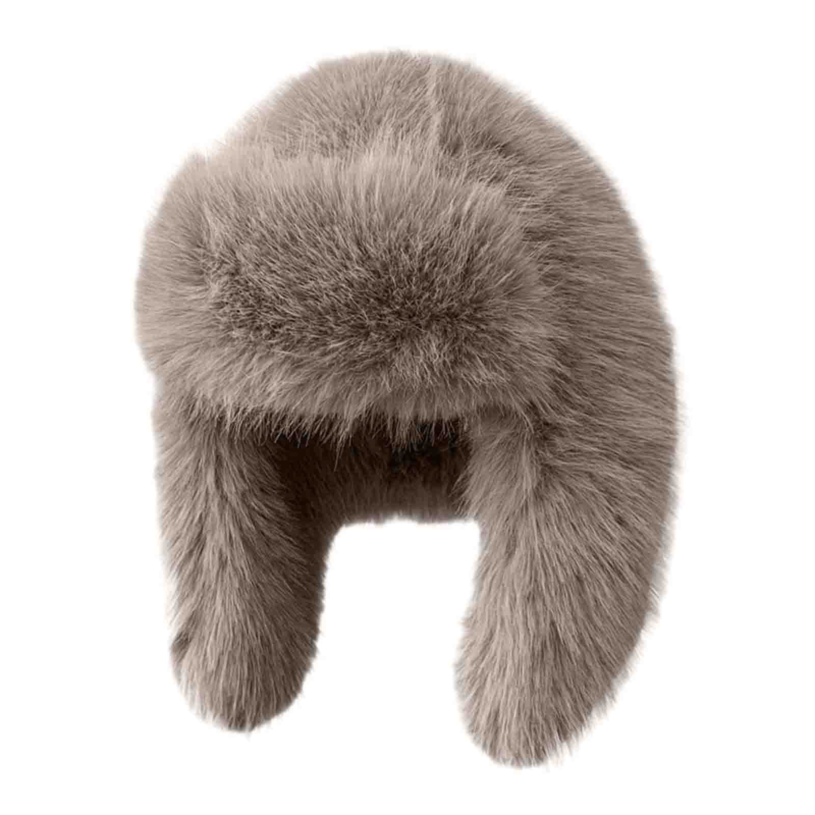 SZJXBUY Trapper Hat Womens Winter Luxurious Faux Mink Fur Hats Long ...