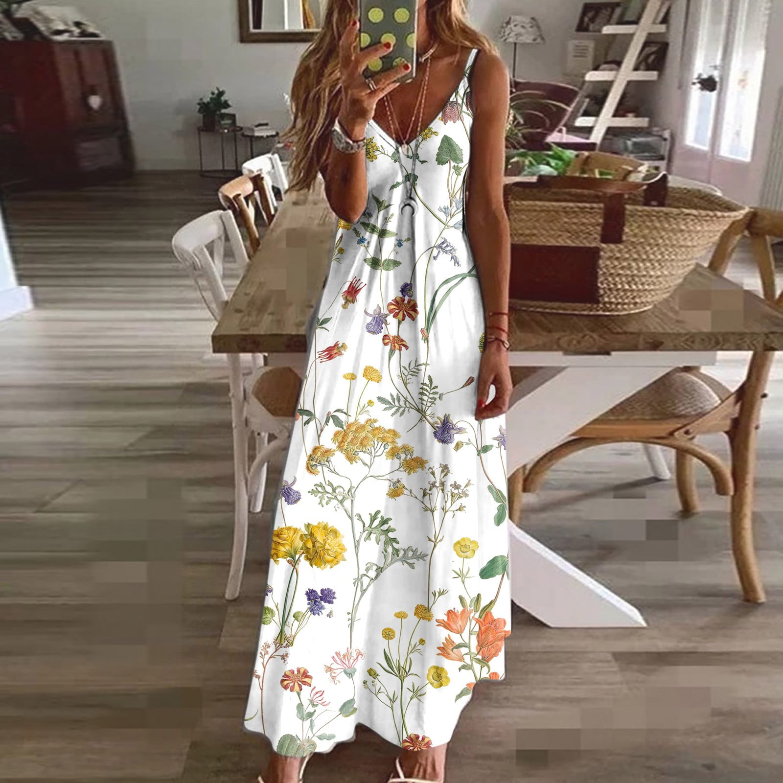 SZJXBUY Womens Floral Maxi Dresses 2024,Summer Dresses for Women 2024 ...