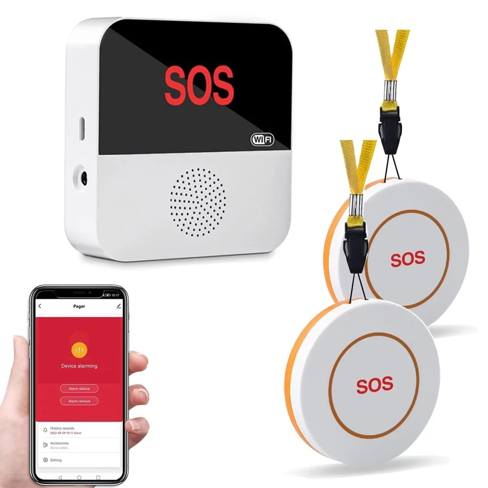 SZLHMZ Wireless Caregiver Pager, WiFi Smart APP Nurse Emergency Life ...