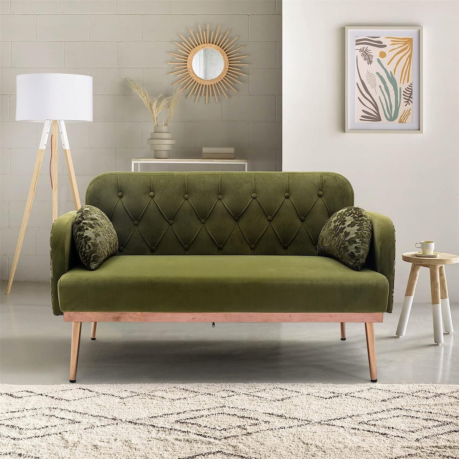 SZLIZCCC 55" Velvet Small Sofa Chair, Modern Low-Key Luxury Loveseat ...