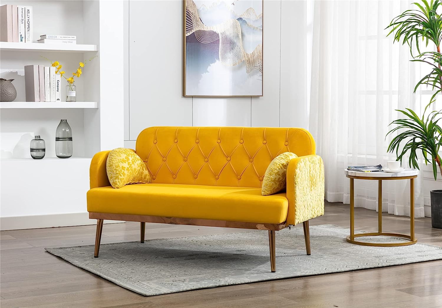 SZLIZCCC 55" Velvet Small Sofa Chair, Modern Low-Key Luxury Loveseat ...